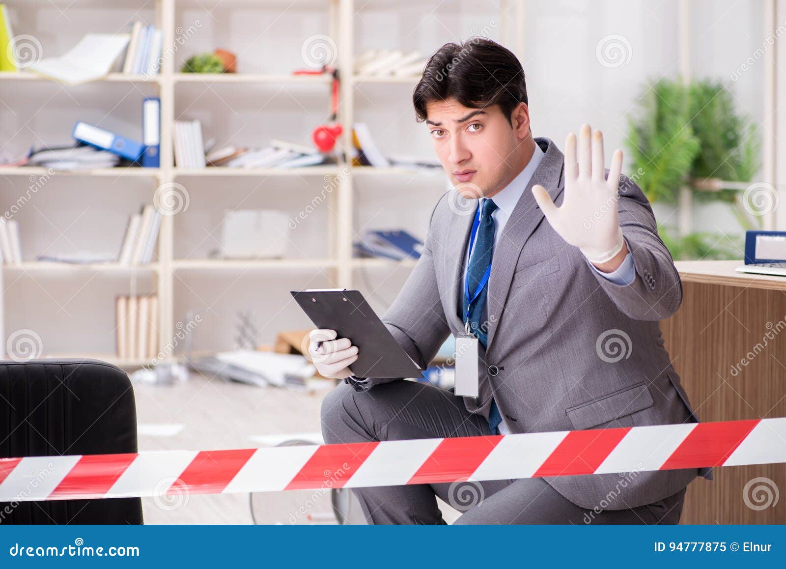 The Young Man during Crime Investigation in Office Stock Image - Image ...