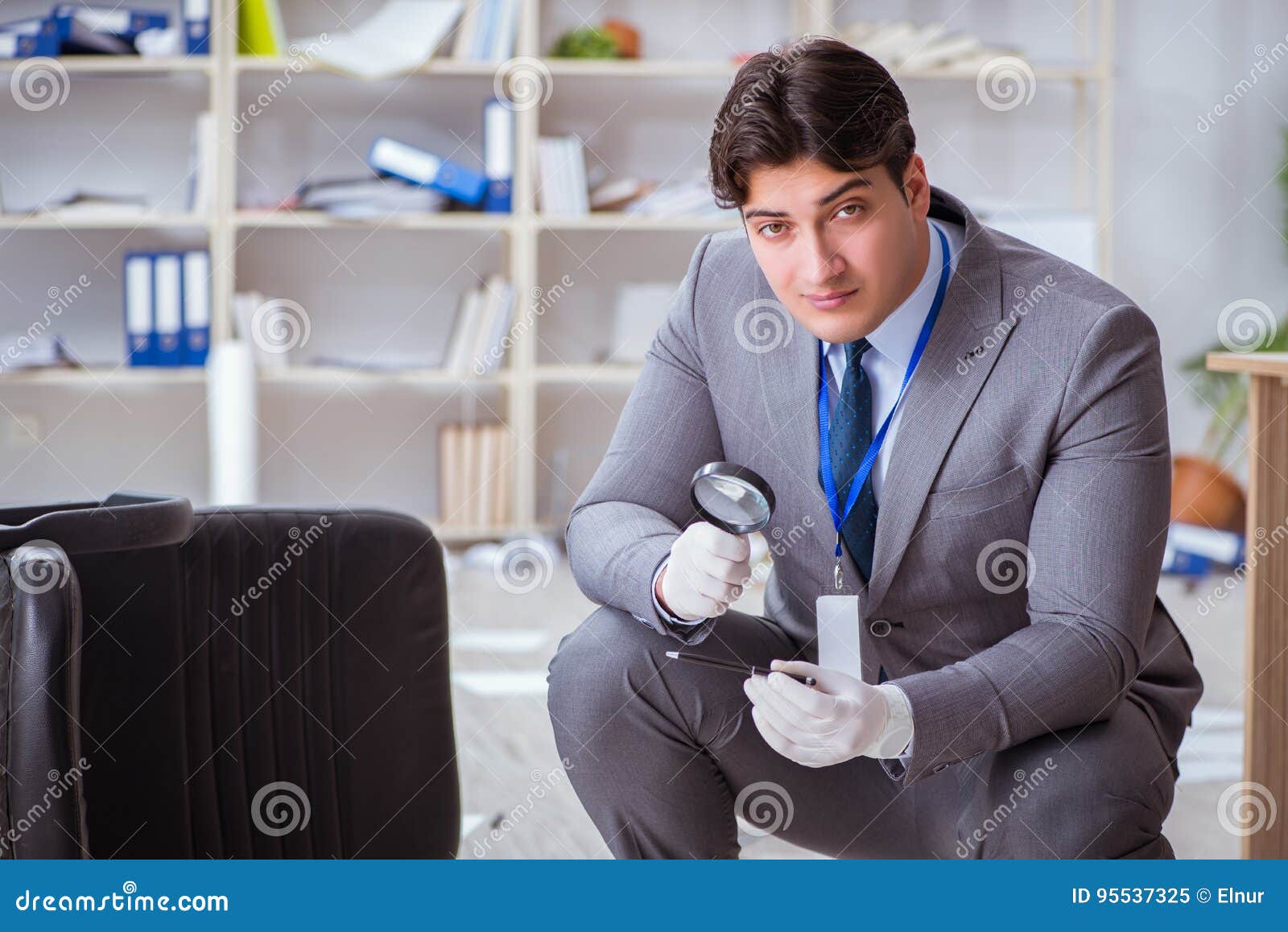 The Young Man during Crime Investigation in Office Stock Image - Image ...