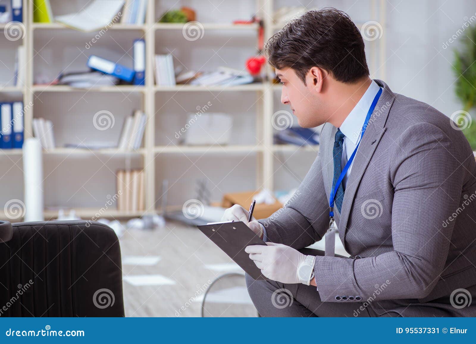 The Young Man during Crime Investigation in Office Stock Image - Image ...