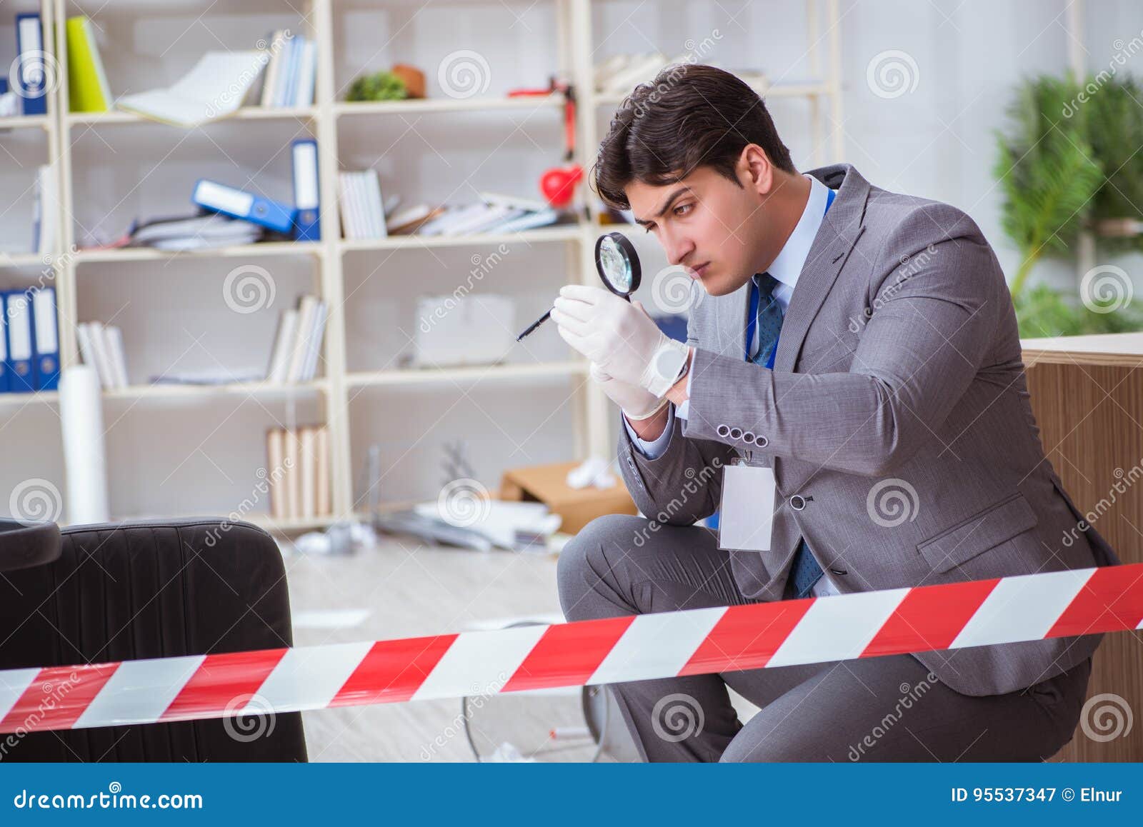 The Young Man during Crime Investigation in Office Stock Image - Image ...