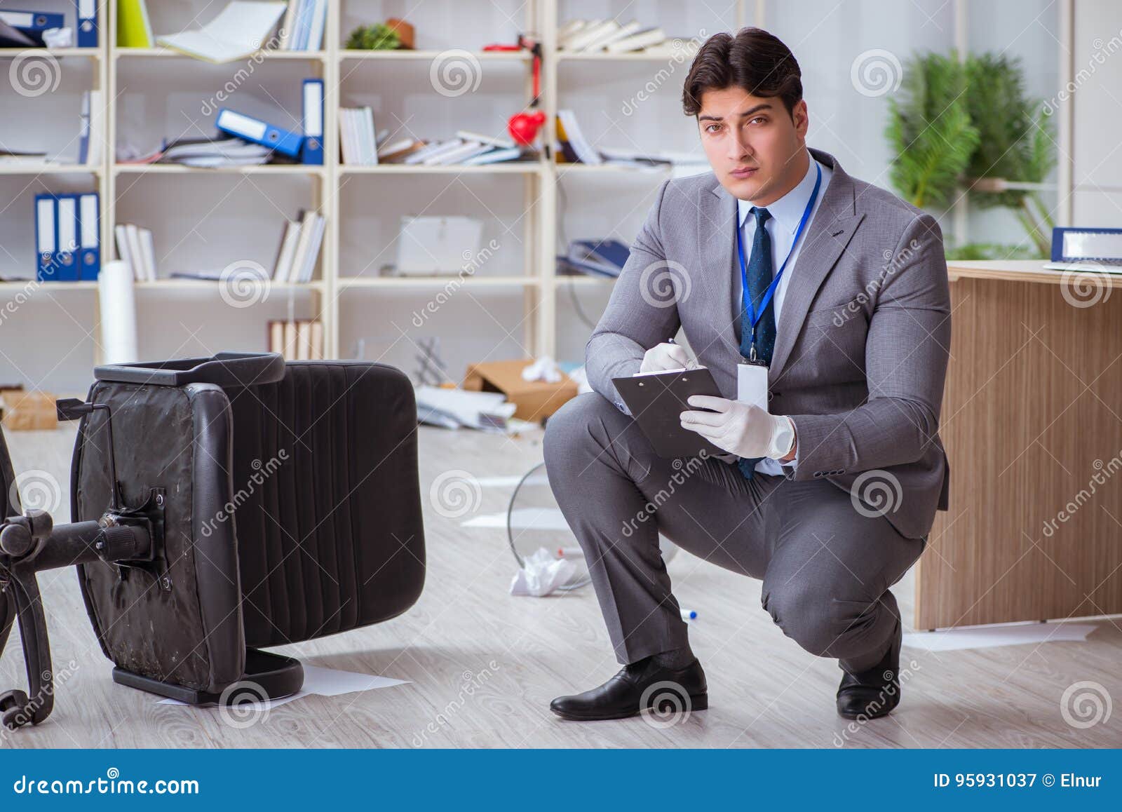 The Young Man during Crime Investigation in Office Stock Image - Image ...