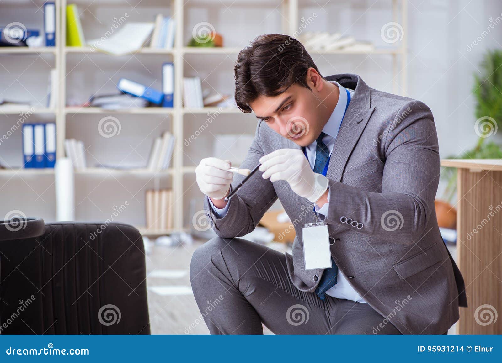The Young Man during Crime Investigation in Office Stock Photo - Image ...