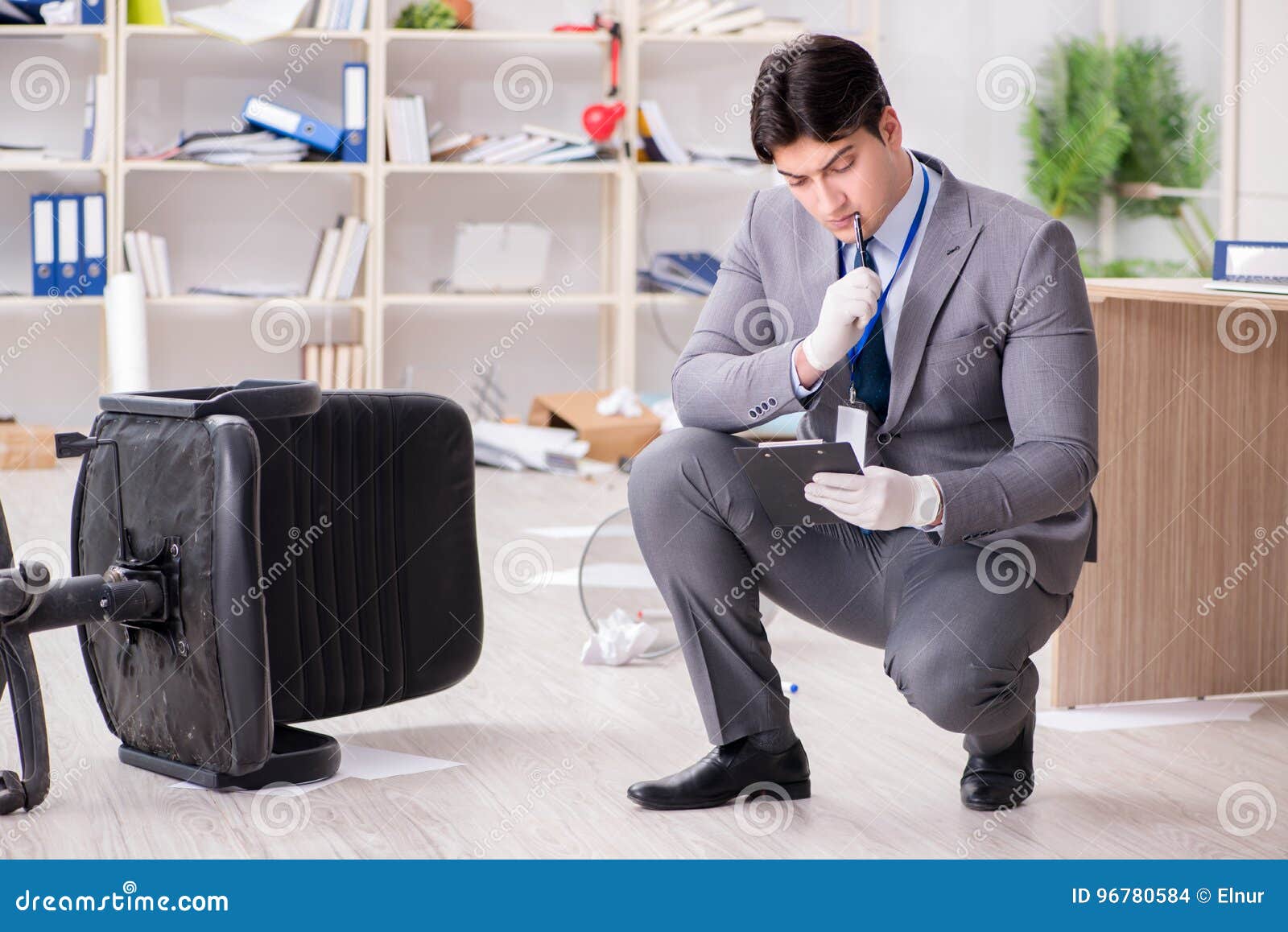 The Young Man during Crime Investigation in Office Stock Photo - Image ...