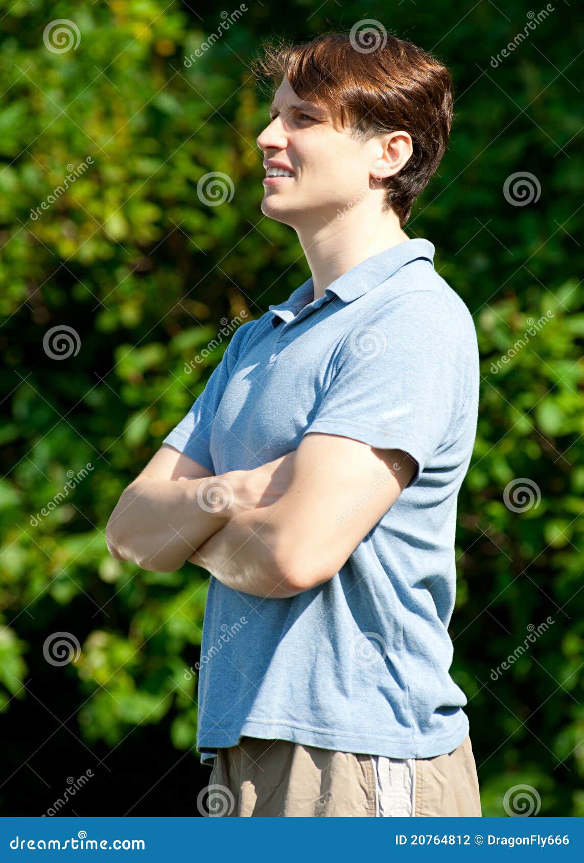 Young Man with Crossed Arms Outdoors Stock Photo - Image of male ...