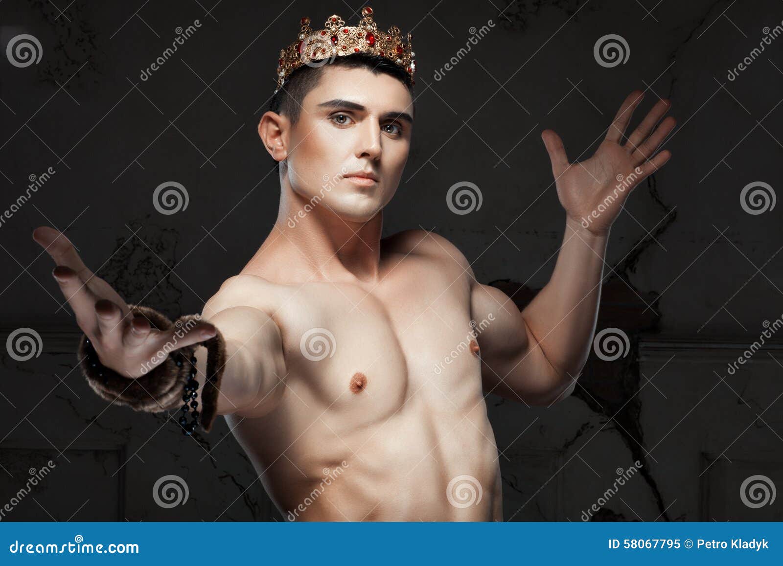 Young Man with a Crown on His Head. Stock Image - Image of indoors ...