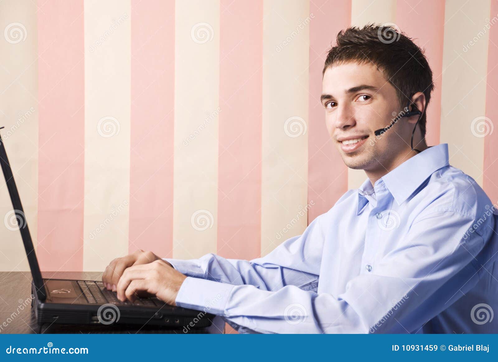 Young Man Customer Service Rep Stock Image - Image of desk, adult: 10931459