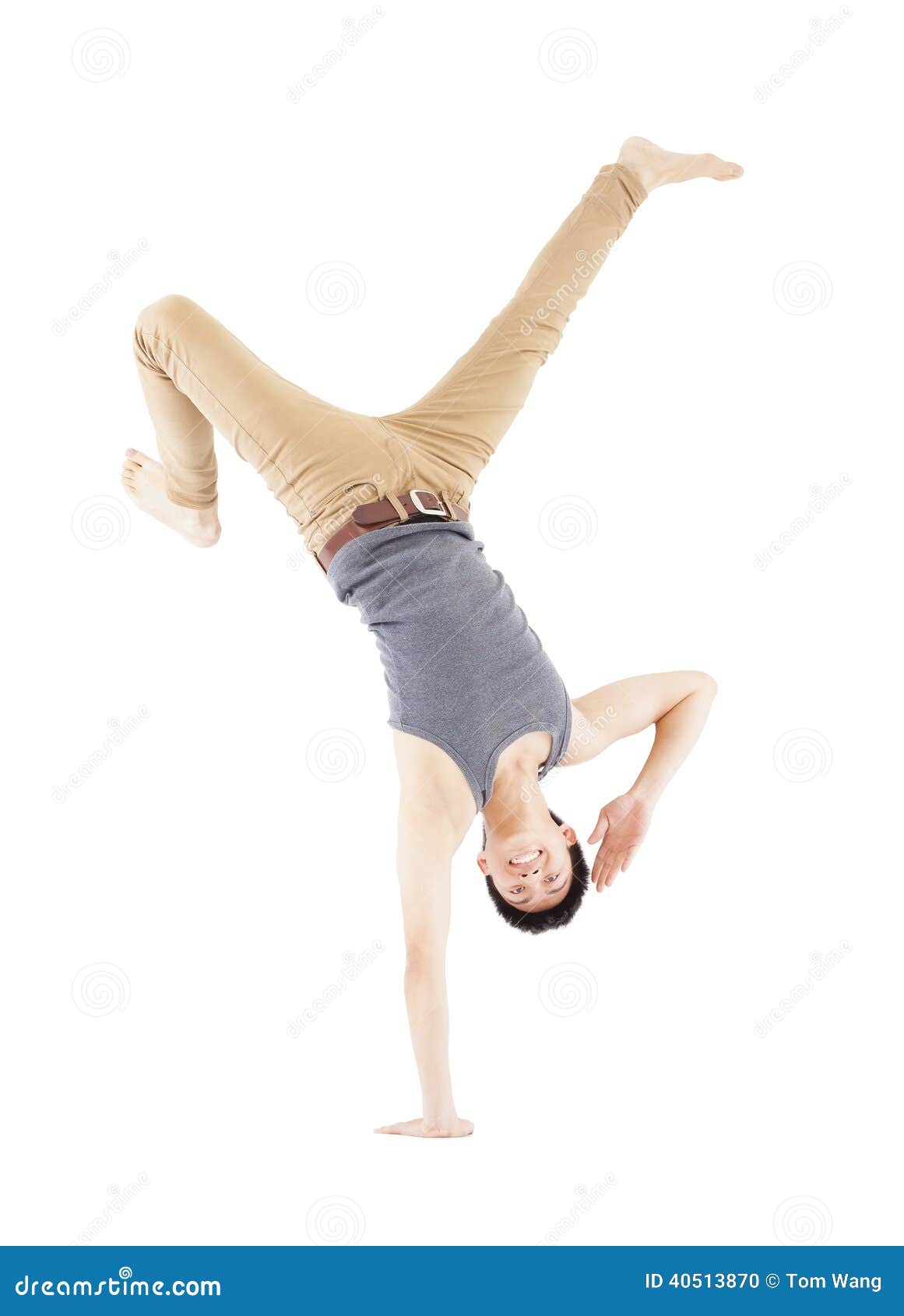 Young Man Dancing a Breakdance and Handstand Pose Stock Photo - Image ...