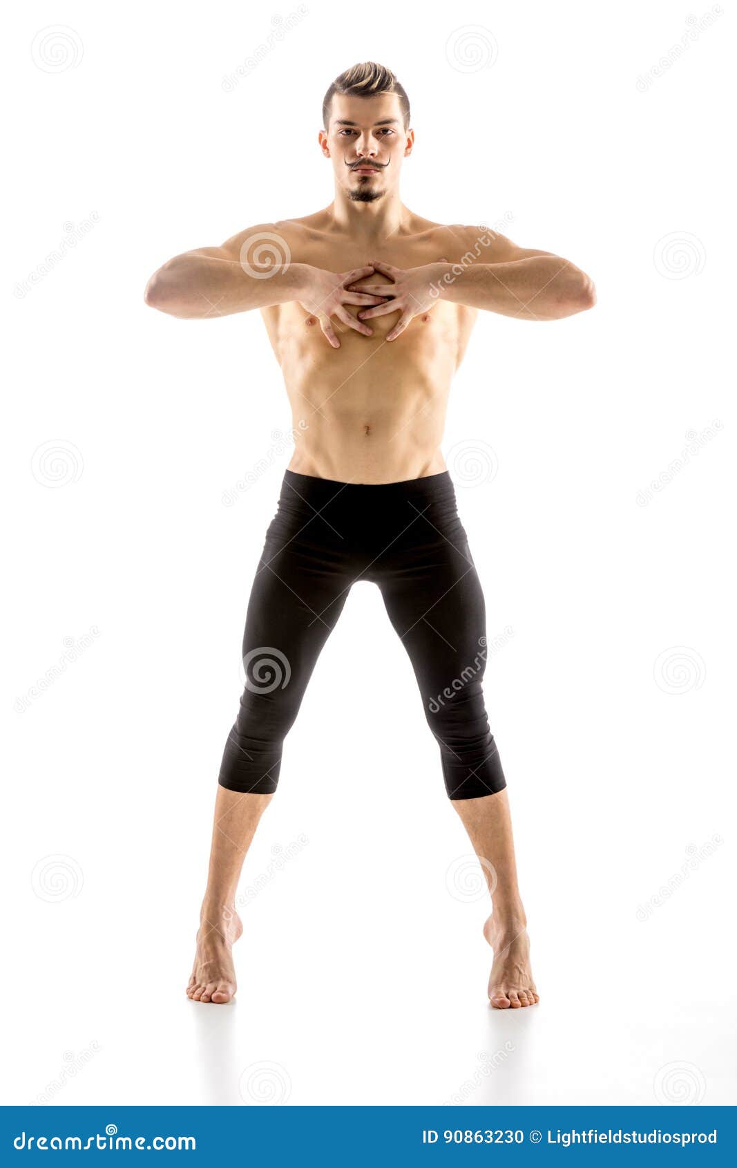 Young man dancing stock photo. Image of bearded, shirtless - 90863230
