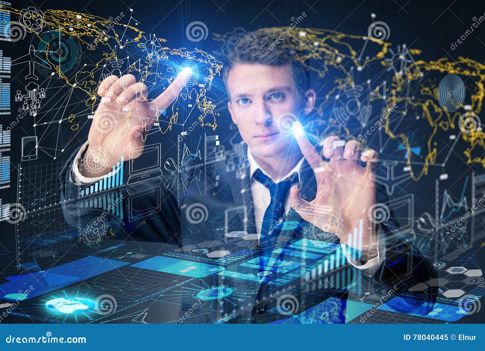 The Young Man in Data Management Concept Stock Image - Image of ...