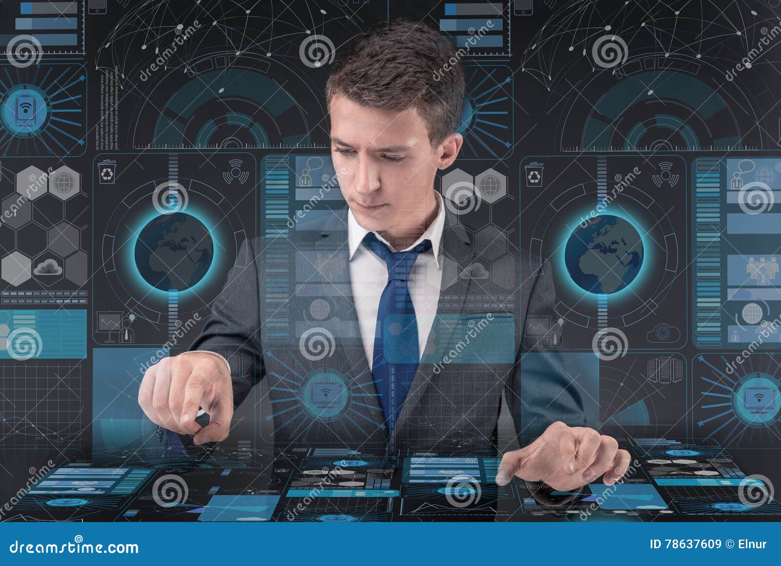 The Young Man in Data Management Concept Stock Image - Image of ...