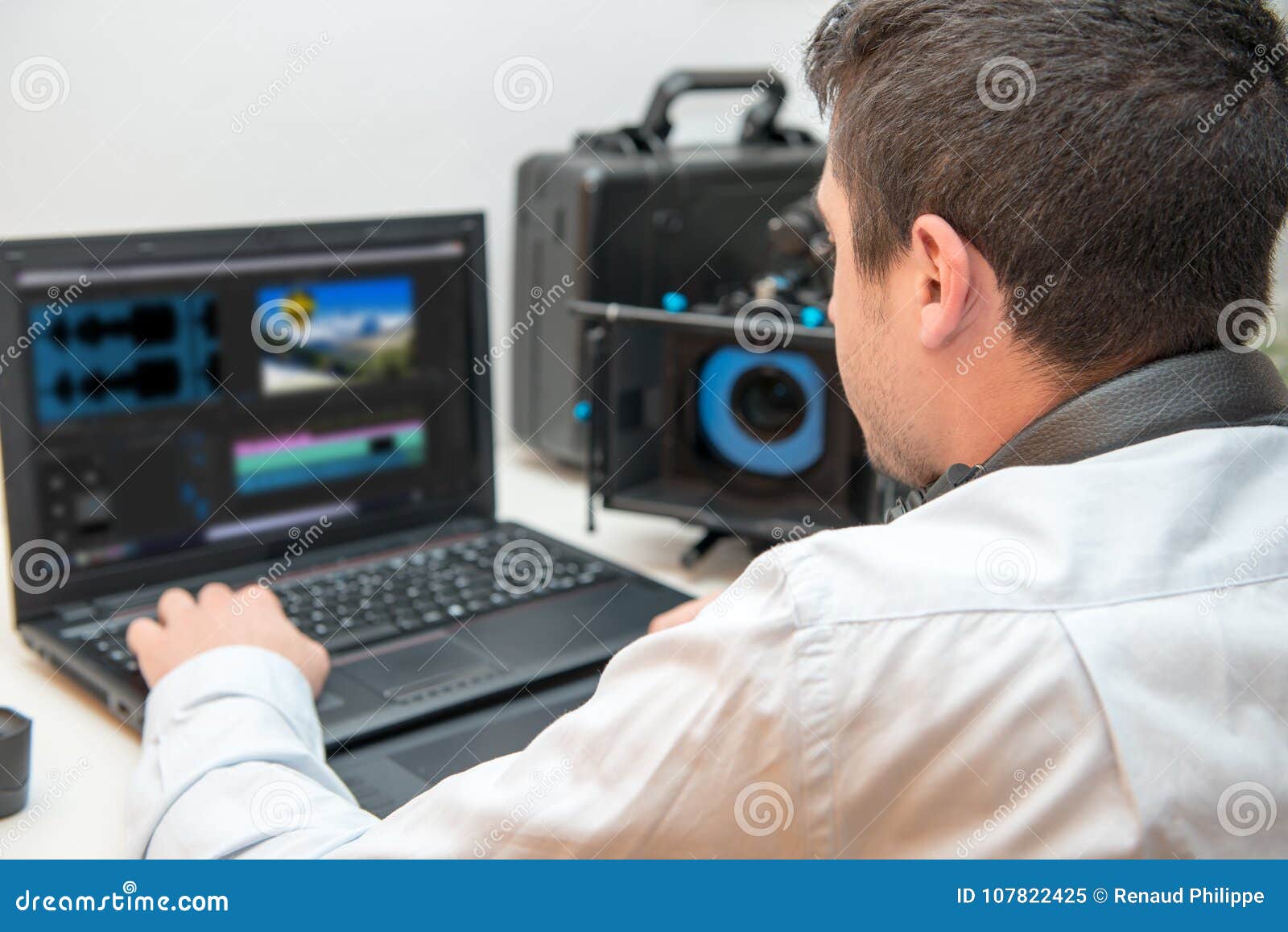 Young Man Designer Using Graphics Tablet for Video Editing Stock Image ...