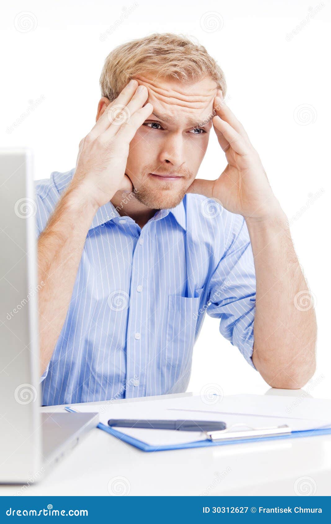 Young Man at Office Thinking Stock Image - Image of modern, idea: 30312627