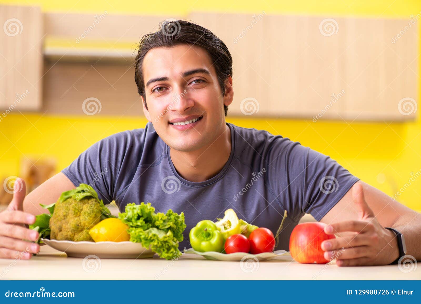 The Young Man in Dieting and Healthy Eating Concept Stock Photo - Image ...