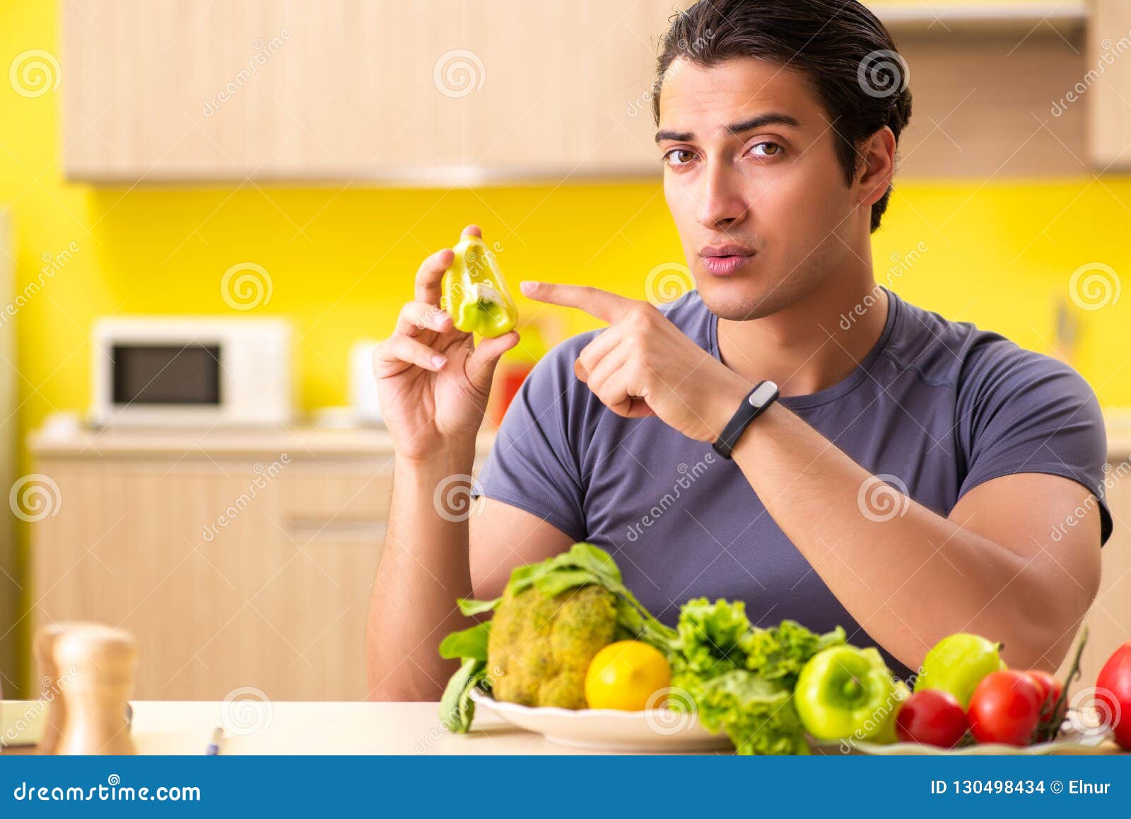 The Young Man in Dieting and Healthy Eating Concept Stock Photo - Image ...