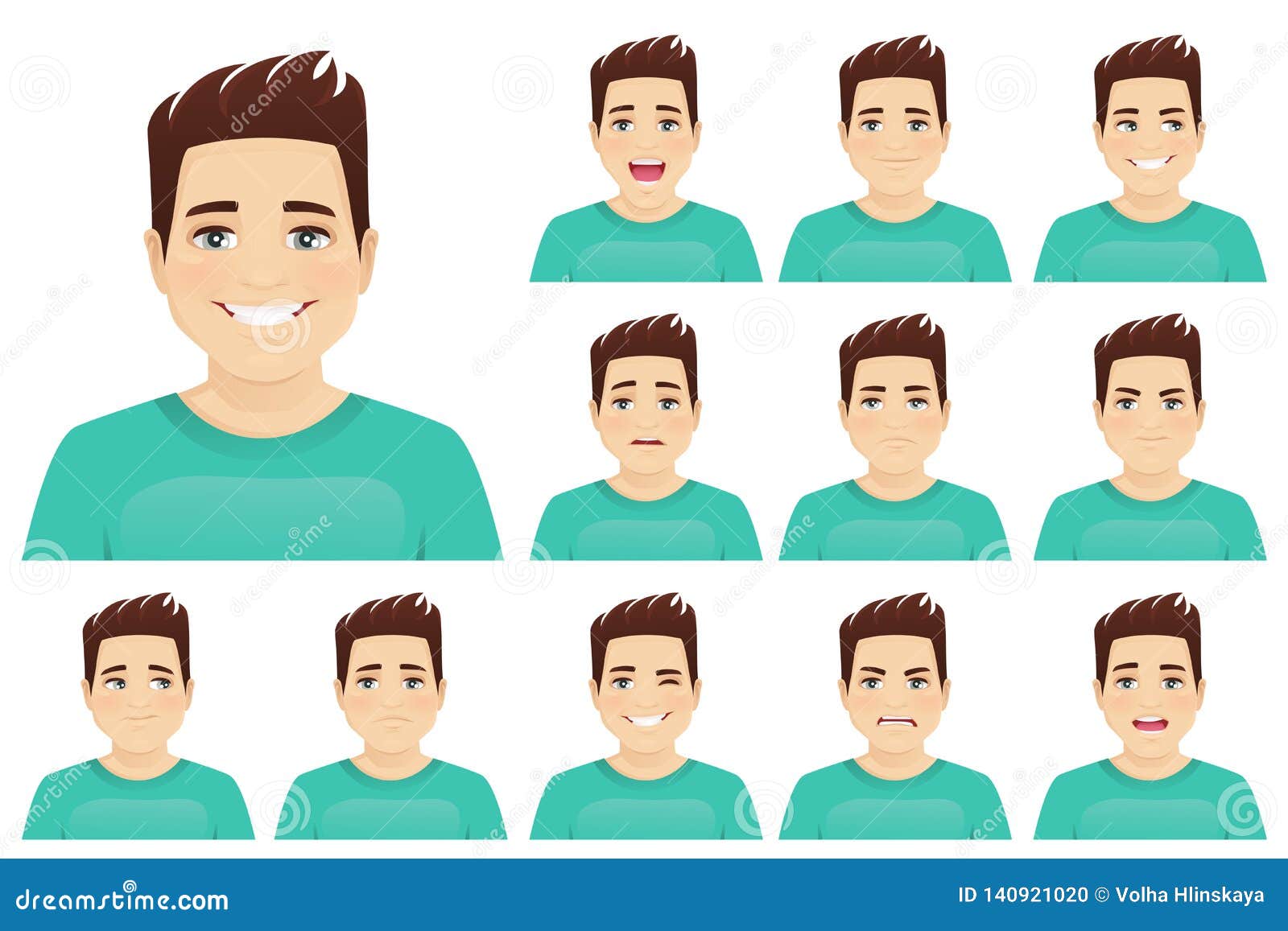 Young man expression set stock vector. Illustration of cartoon - 140921020