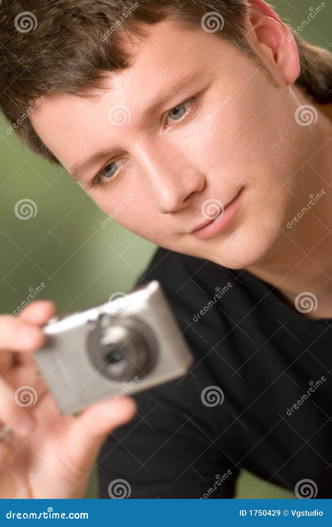 Young Man with Digital Camera, Smiling, Outdoors Stock Image - Image of ...