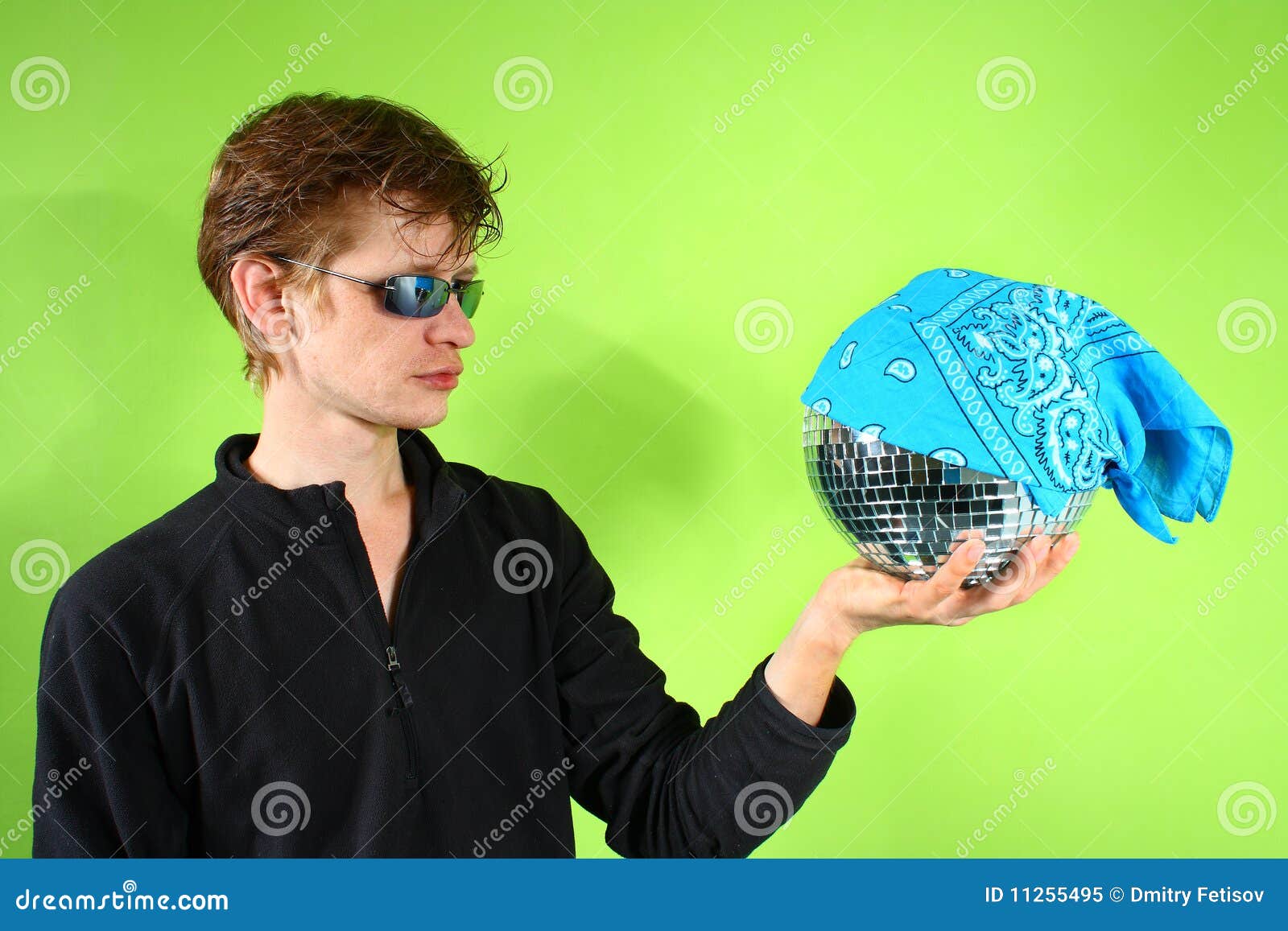 Young man with a discoball stock image. Image of hair - 11255495