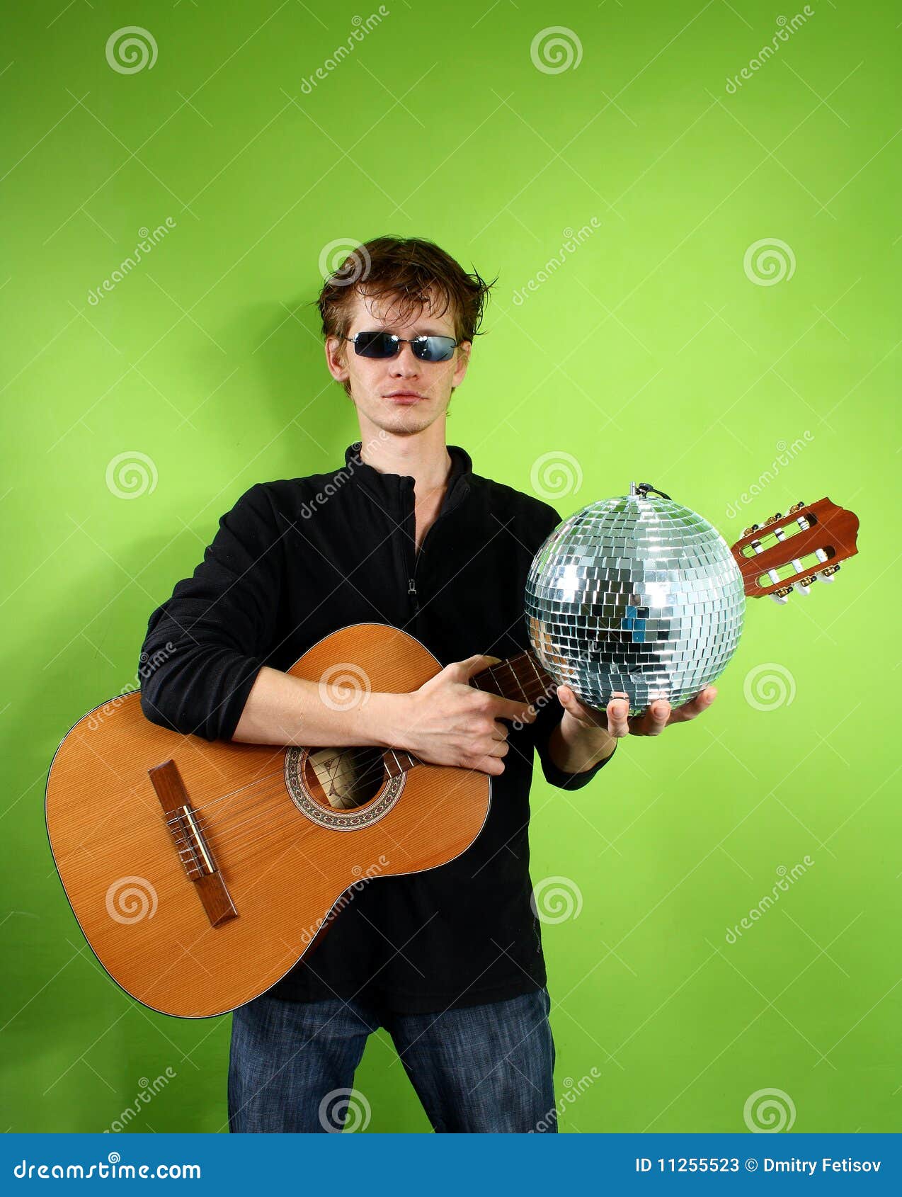 Young man with a discoball stock image. Image of single - 11255523