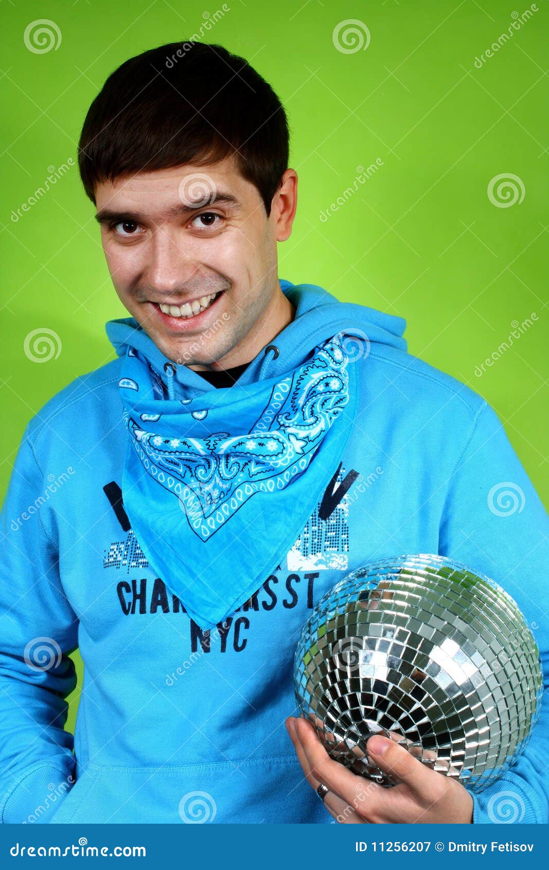 Young man with a discoball stock image. Image of adult - 11256207