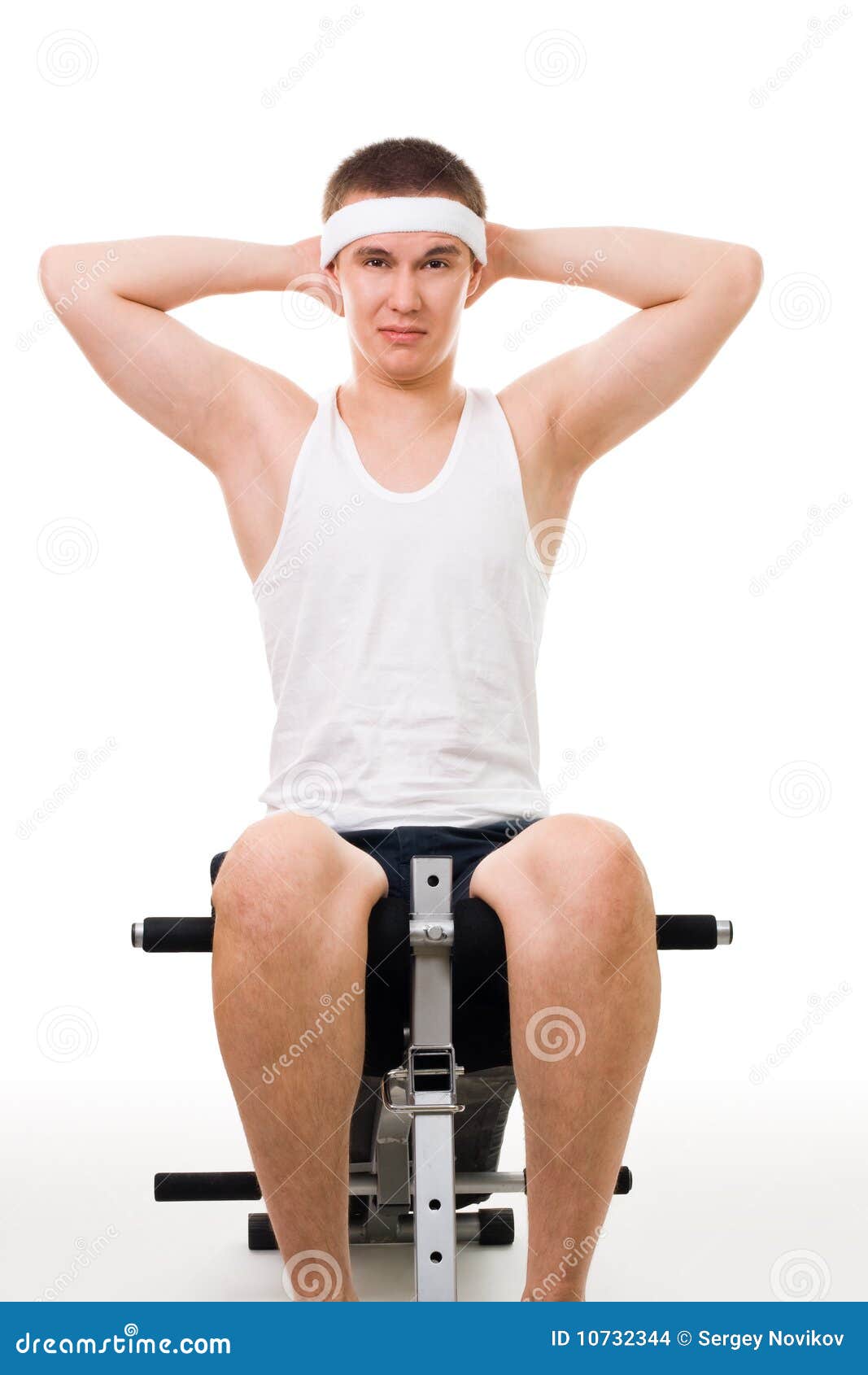 Young Man Do Fitness Exercise on Bench Stock Photo - Image of health ...
