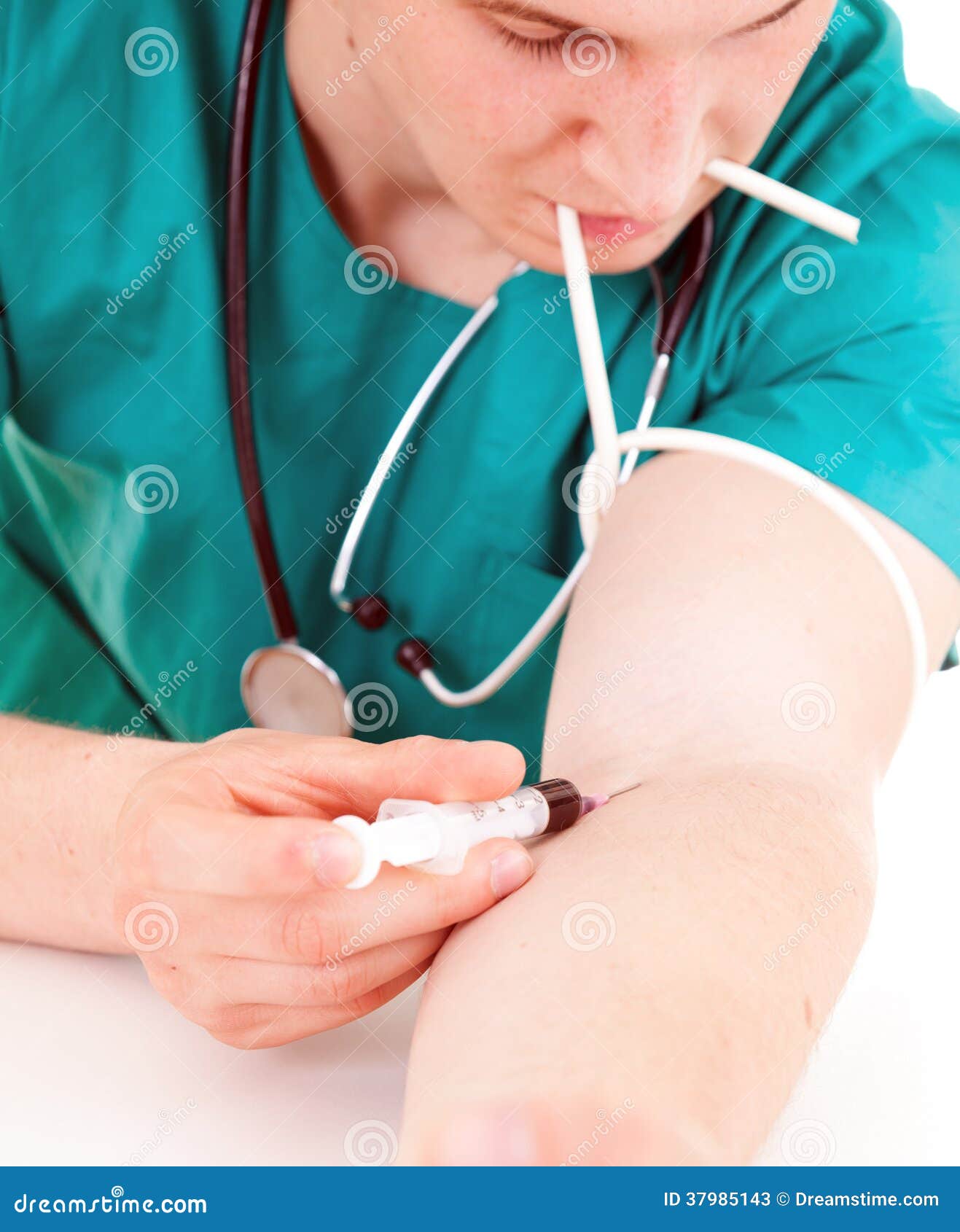 Young Man Doctor Injecting Himself Stock Image - Image of addiction ...
