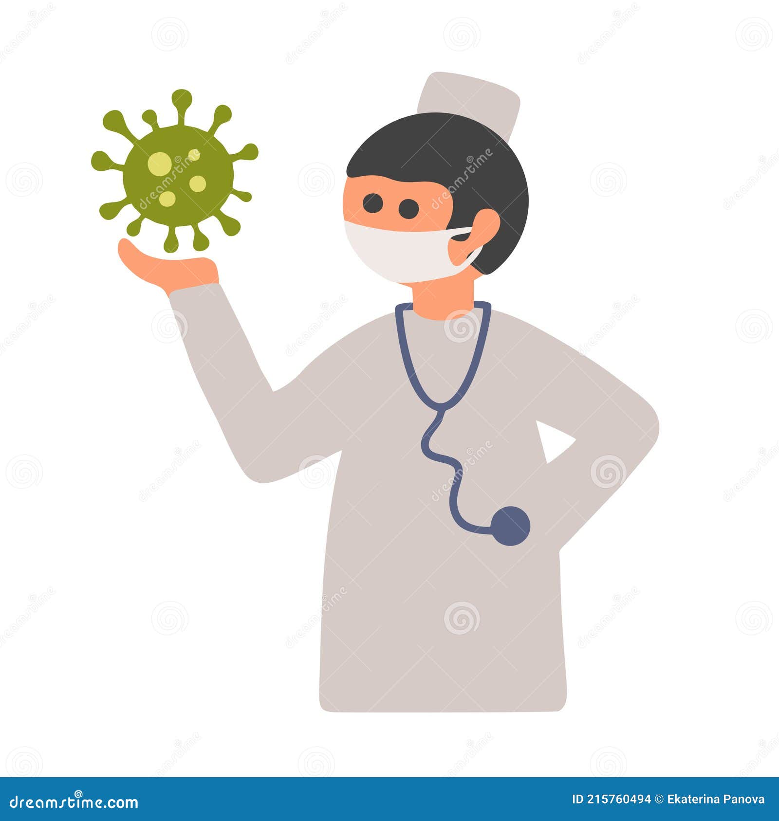 Young Man Docture Handing in Hand Virus. Stock Vector - Illustration of ...