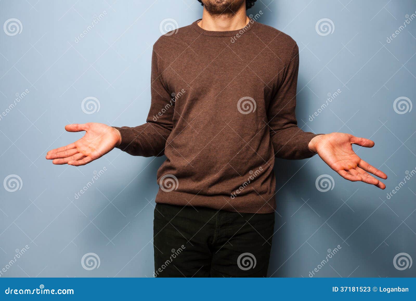 Young man doesn t know stock image. Image of question - 37181523