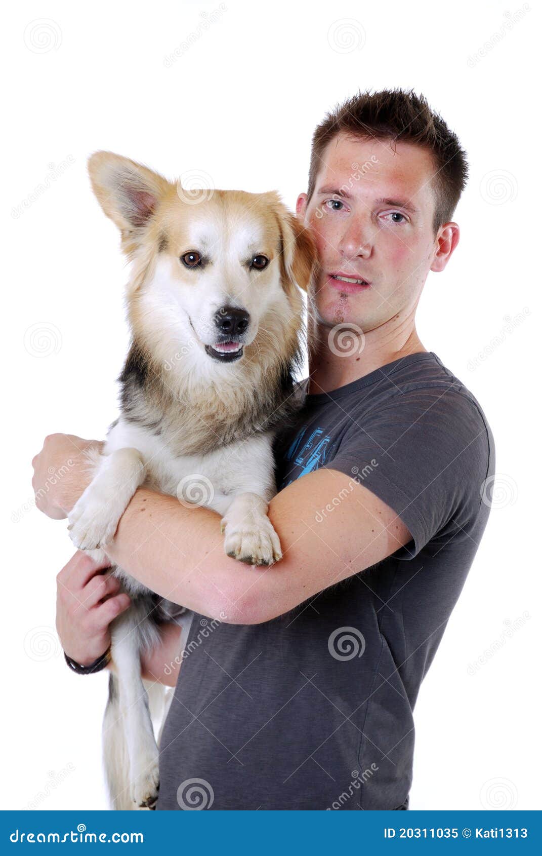 Young man with dog stock image. Image of happiness, breed - 20311035