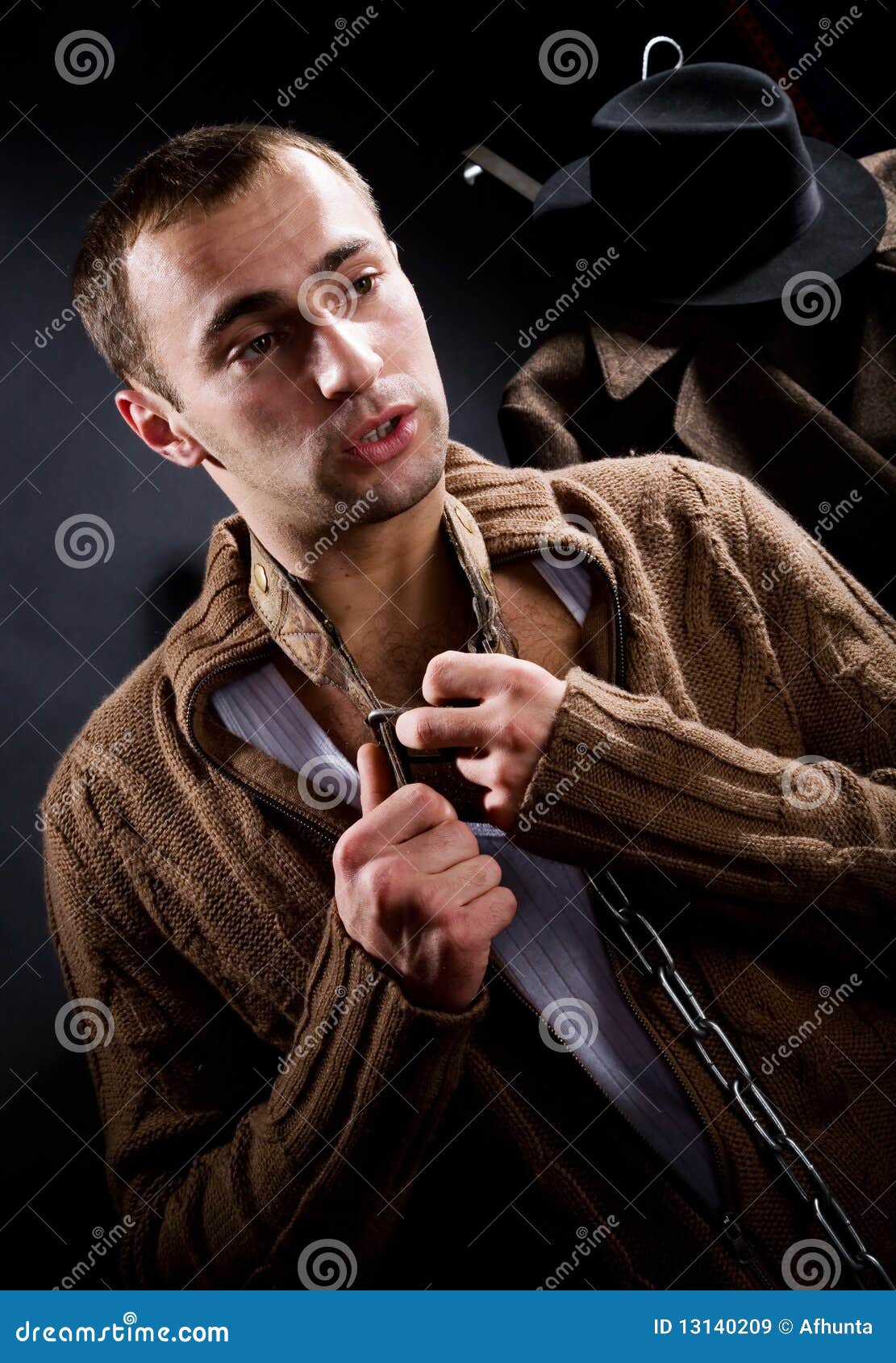 A Young Man with a Dog Collar Stock Image - Image of indoors, gesturing ...
