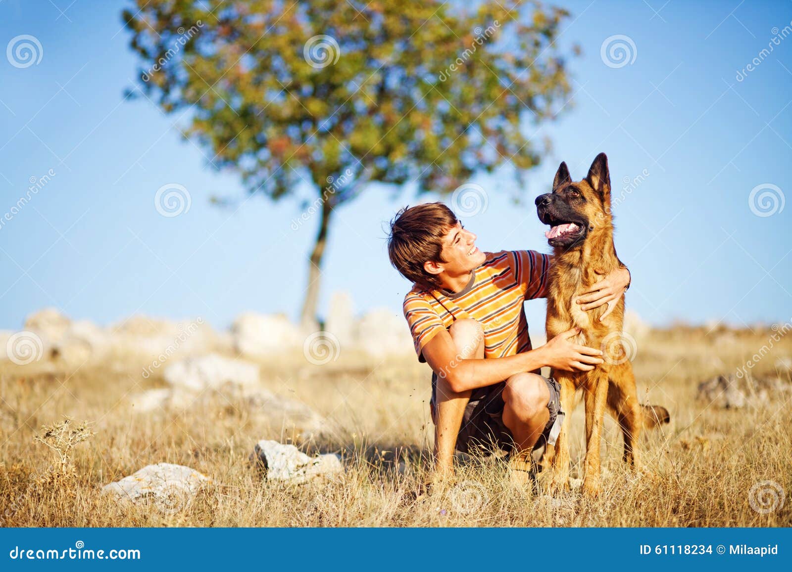 Young man with a dog stock photo. Image of outdoor, buddies - 61118234