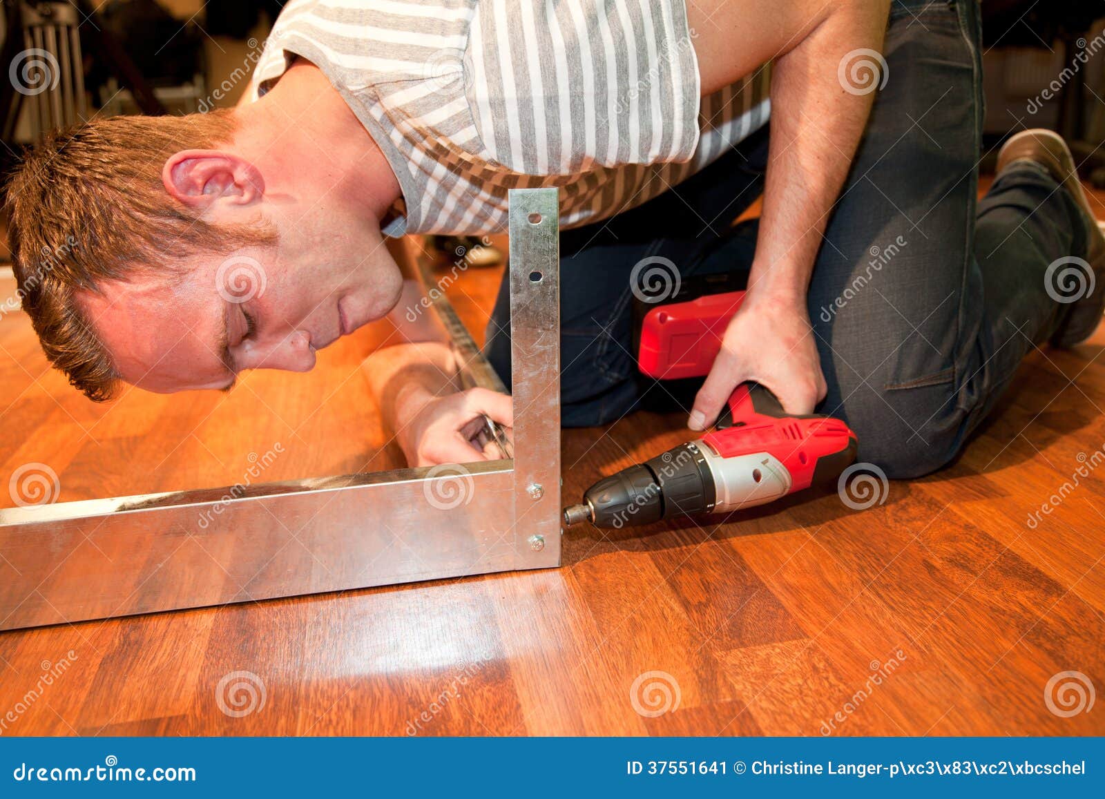 Young Man Doing DIY Home Improvements Stock Image - Image of drill ...
