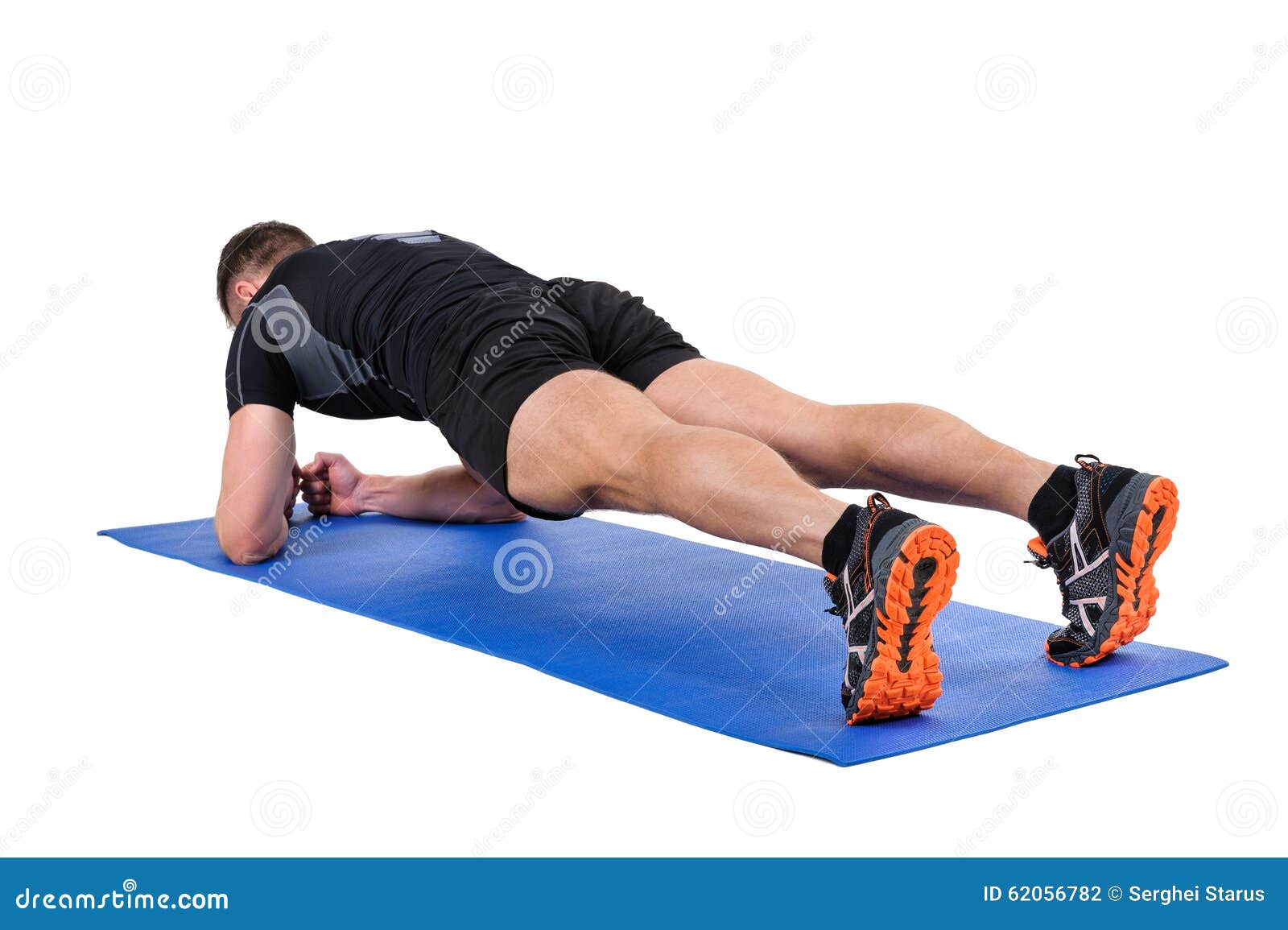 Young Man Doing Elbow Plank Workout Stock Photo - Image of studio, full ...