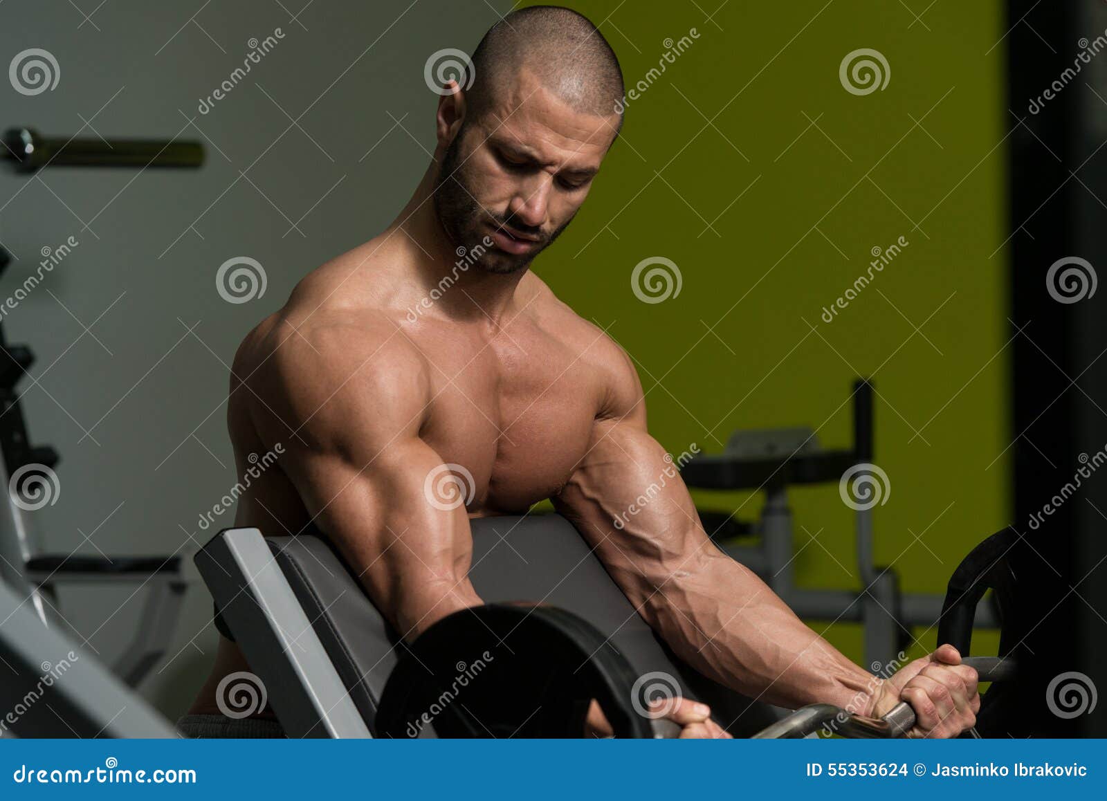 Young Man Doing Exercise for Biceps Stock Photo - Image of attractive ...