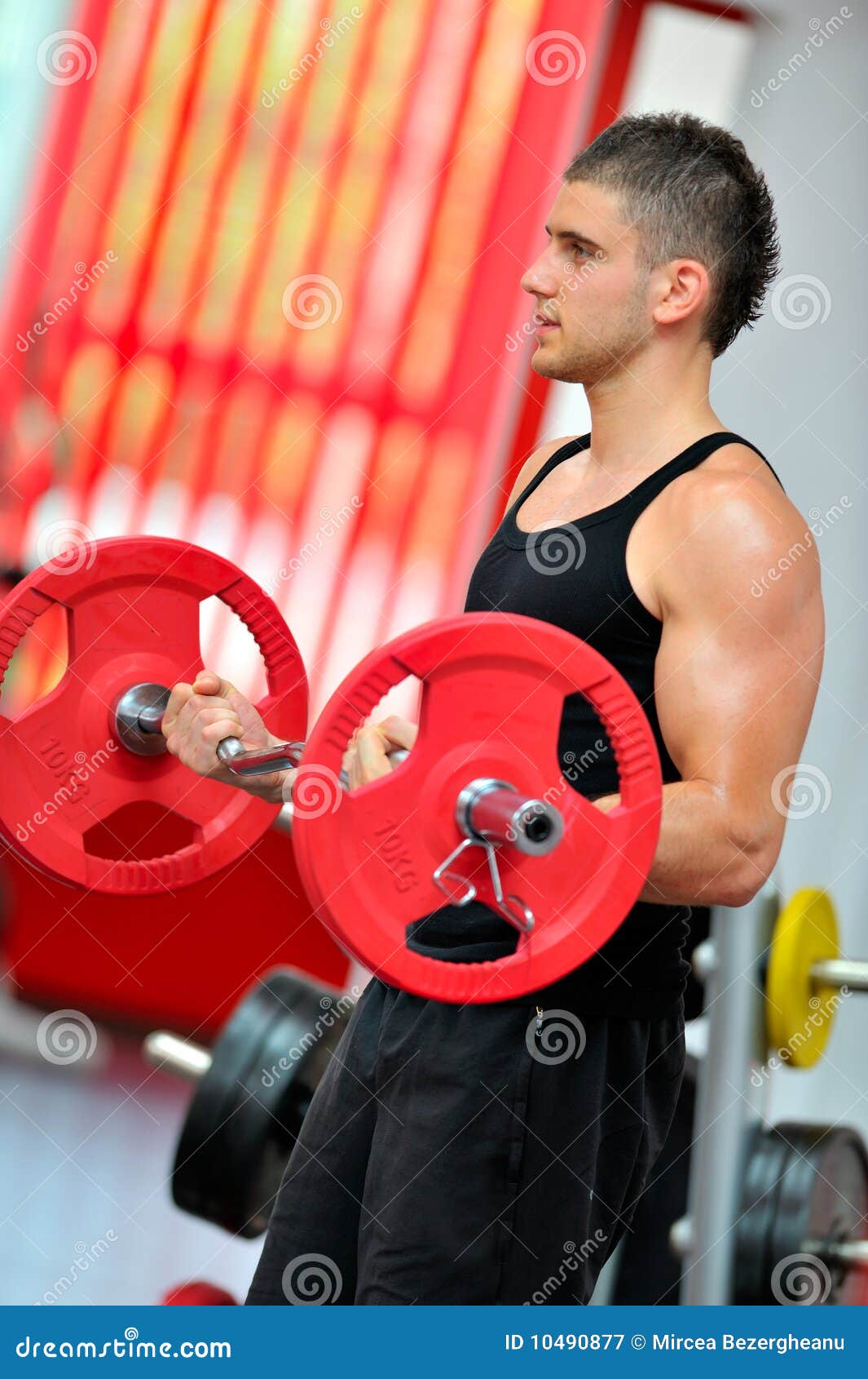 Young Man Doing Exercises in the Gym Stock Image - Image of lifestyle ...