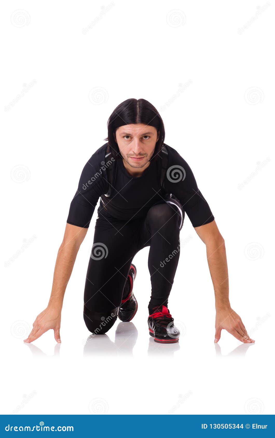 The Young Man Doing Exercises Isolated on White Stock Photo - Image of ...