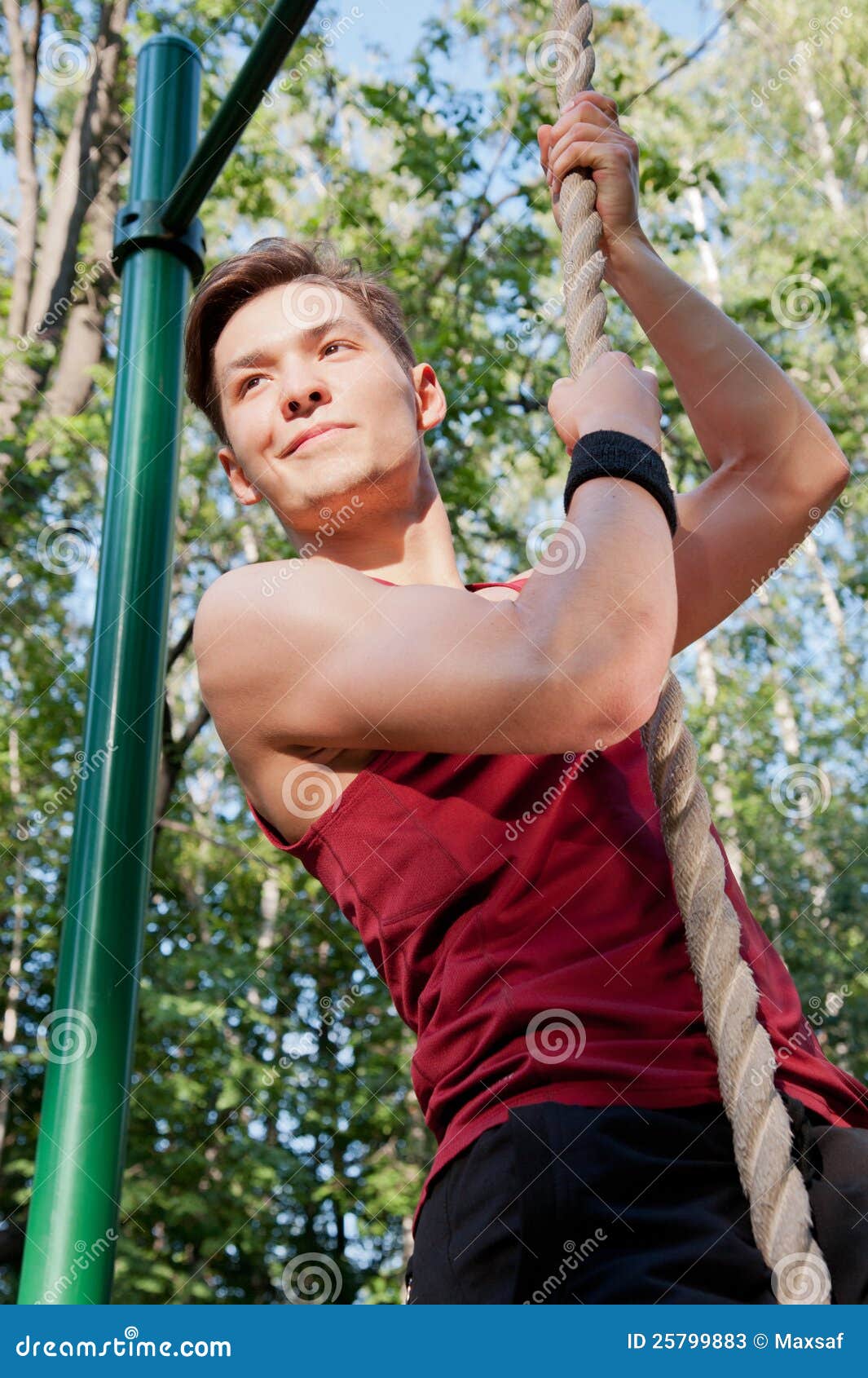 Young Man Doing Fitness Exercise Stock Image - Image of happy, muscles ...