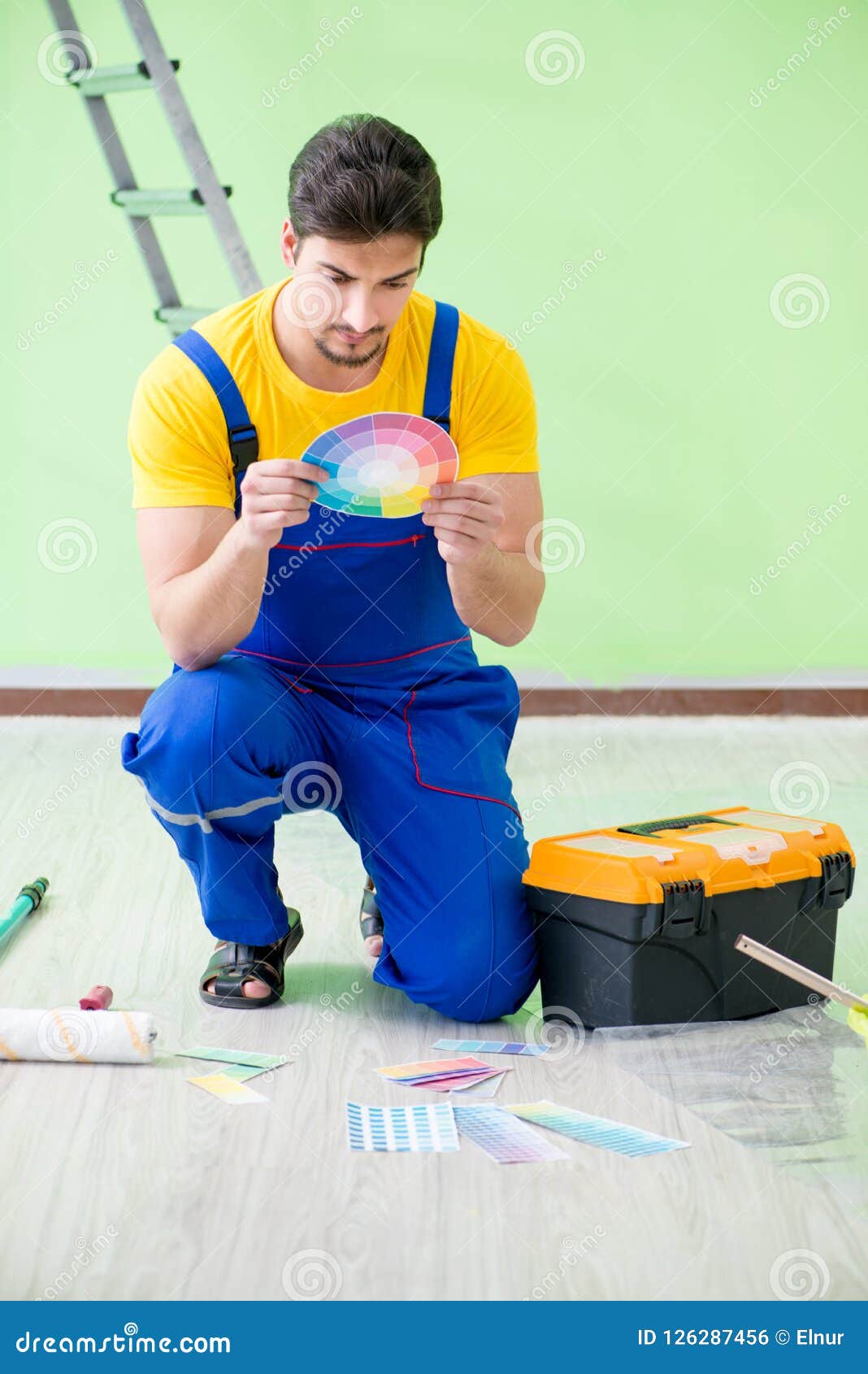 The Young Man Doing Home Renovation Stock Photo - Image of painter ...