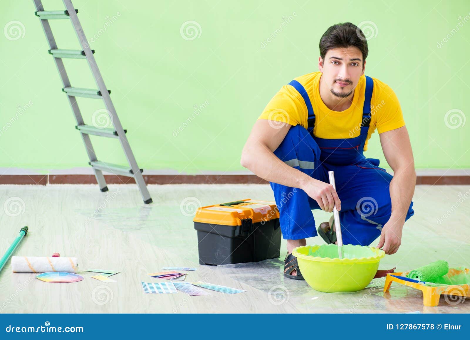 The Young Man Doing Home Renovation Stock Photo - Image of development ...