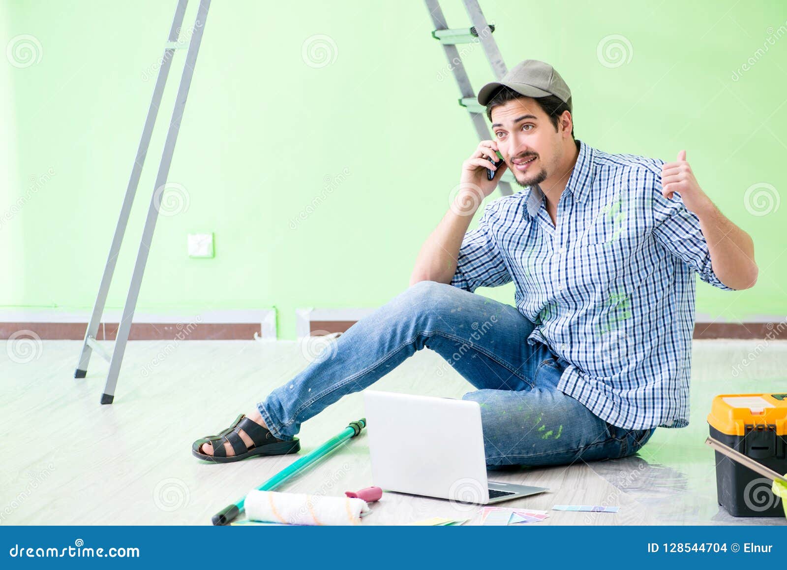 The Young Man Doing Home Renovation Stock Photo - Image of decorator ...