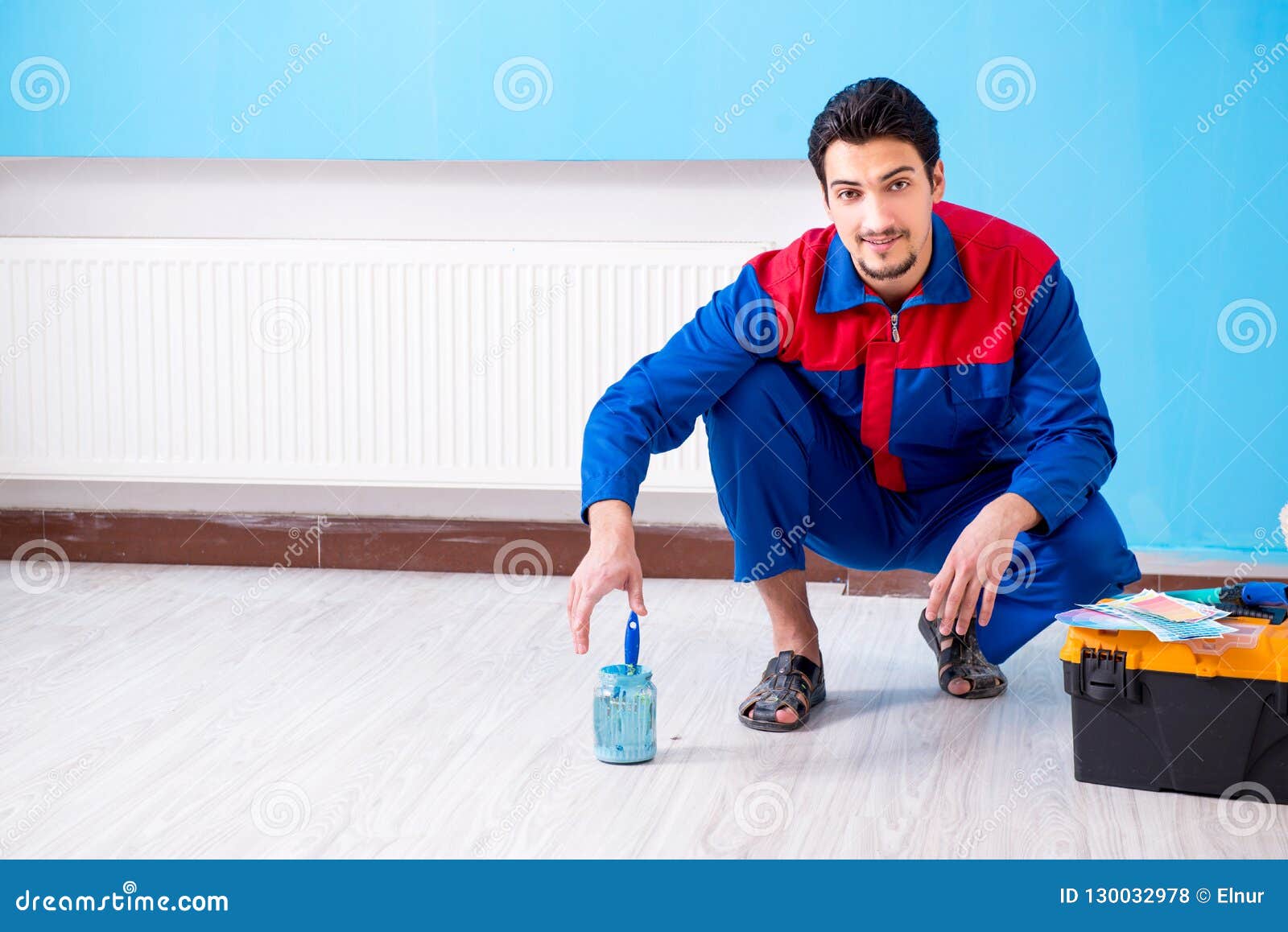 The Young Man Doing Home Renovation Stock Photo - Image of paint ...