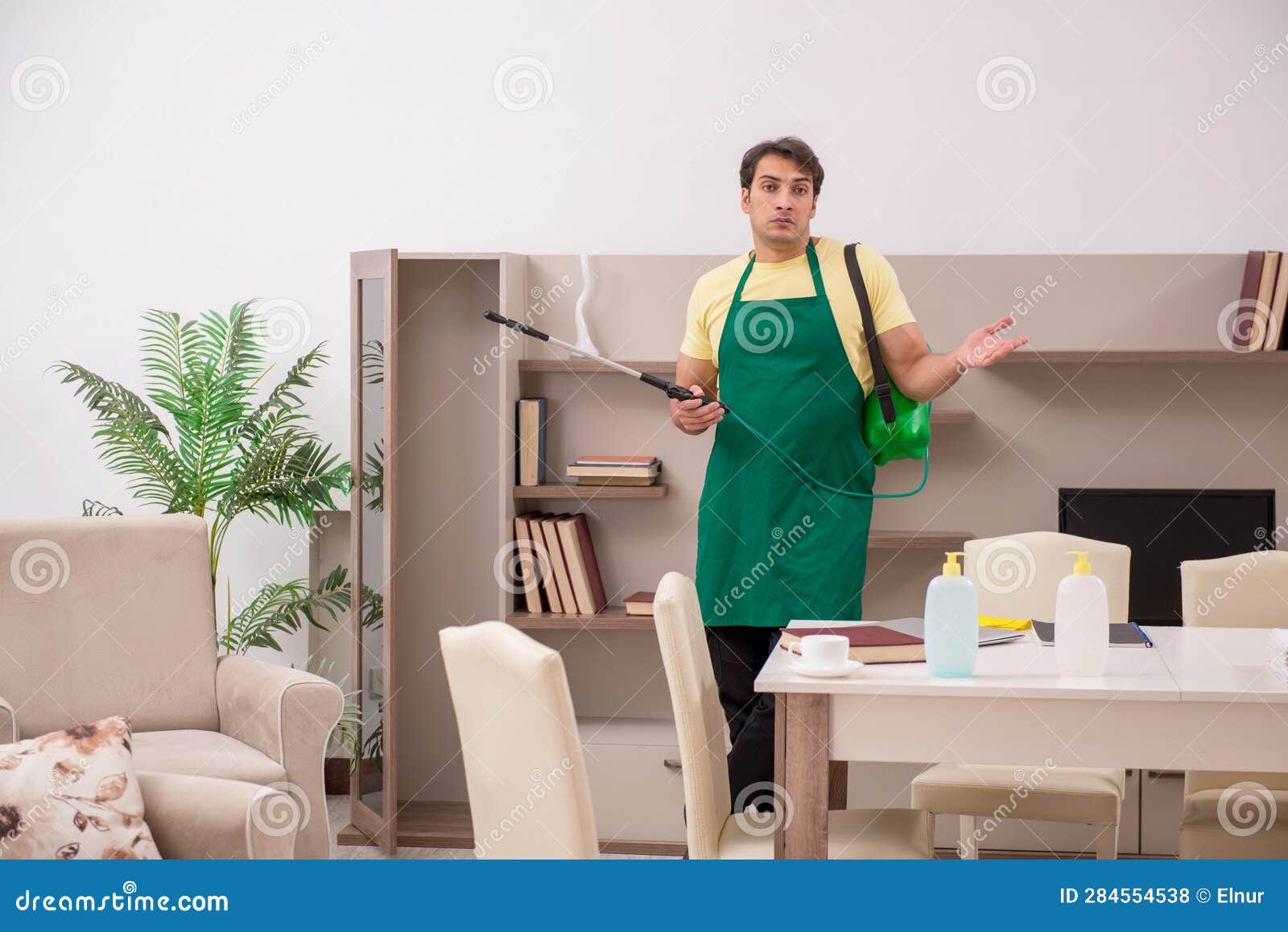 Young Man Doing Housework Indoors Stock Photo - Image of unhappy ...