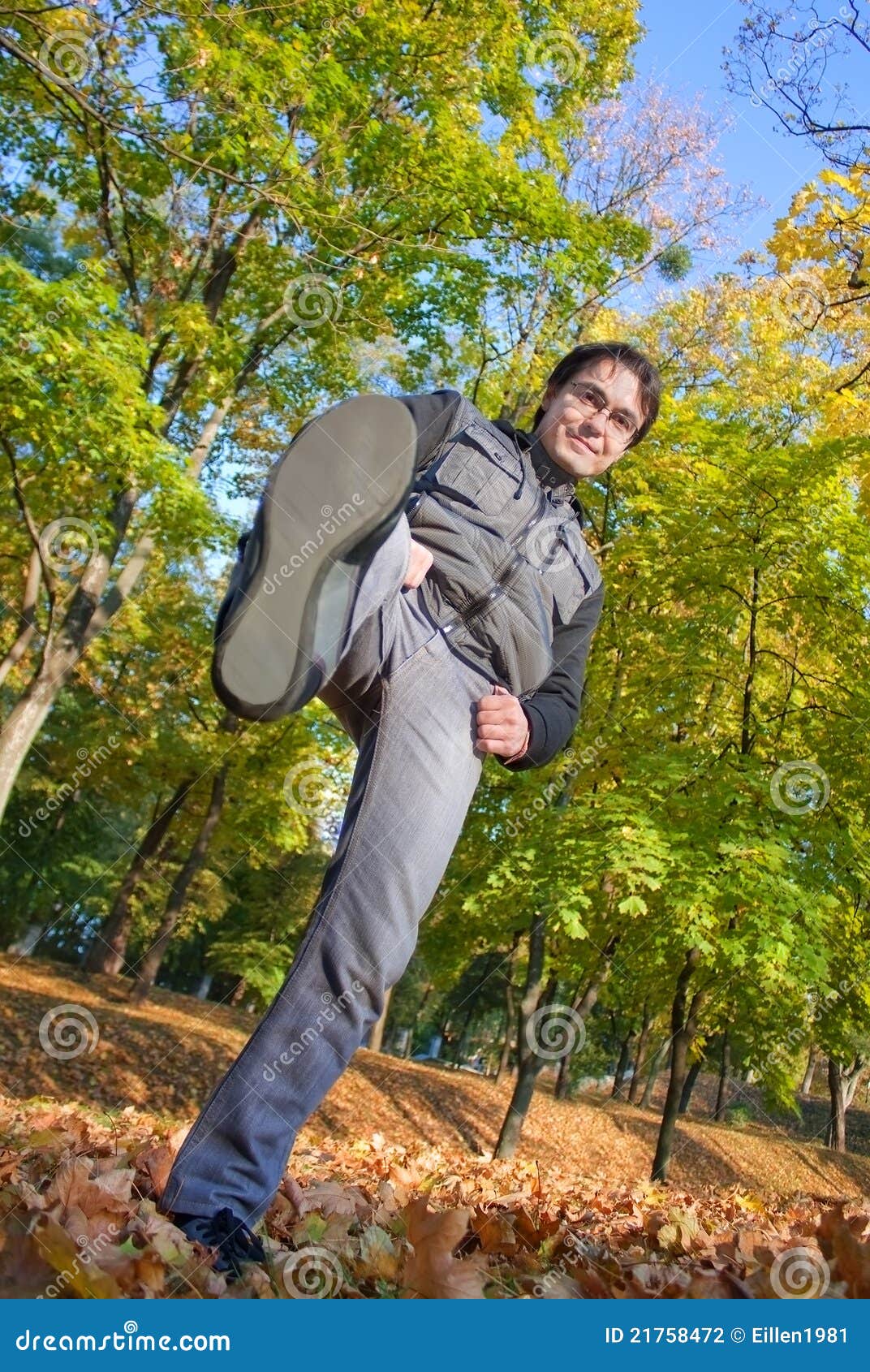 Young Man Doing Kick To the Camera Stock Photo - Image of energy, kick ...