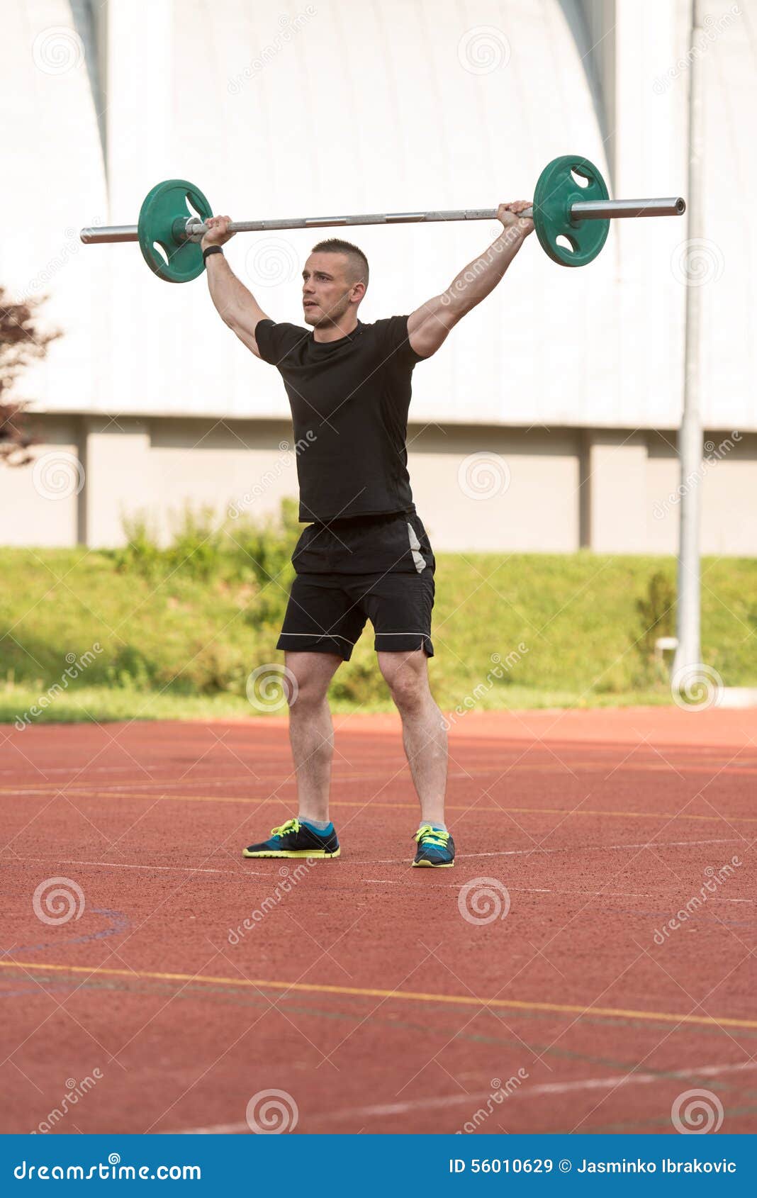 Young Man Doing a Overhead Squat Exercise Outdoor Stock Image - Image ...