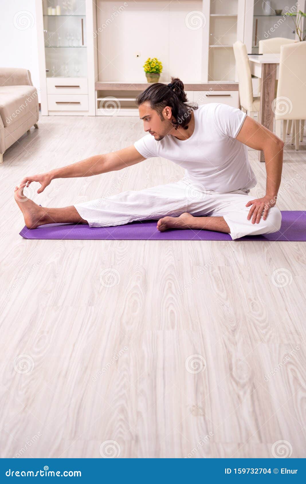 Young Man Doing Physical Exercises at Home Stock Photo - Image of ...