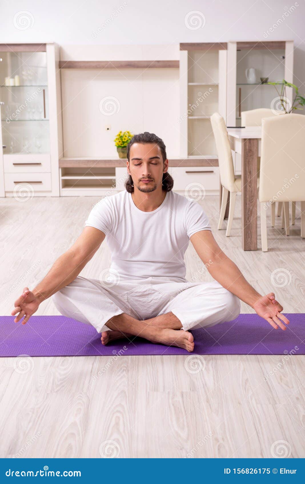Young Man Doing Physical Exercises at Home Stock Image - Image of ...
