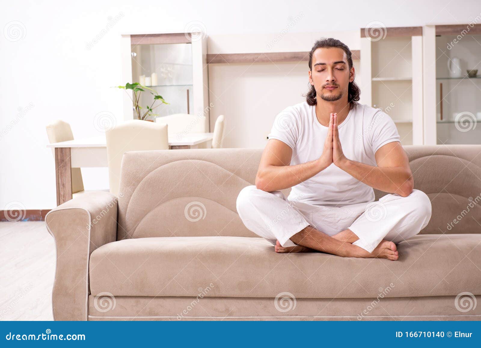 Young Man Doing Physical Exercises at Home Stock Photo - Image of ...