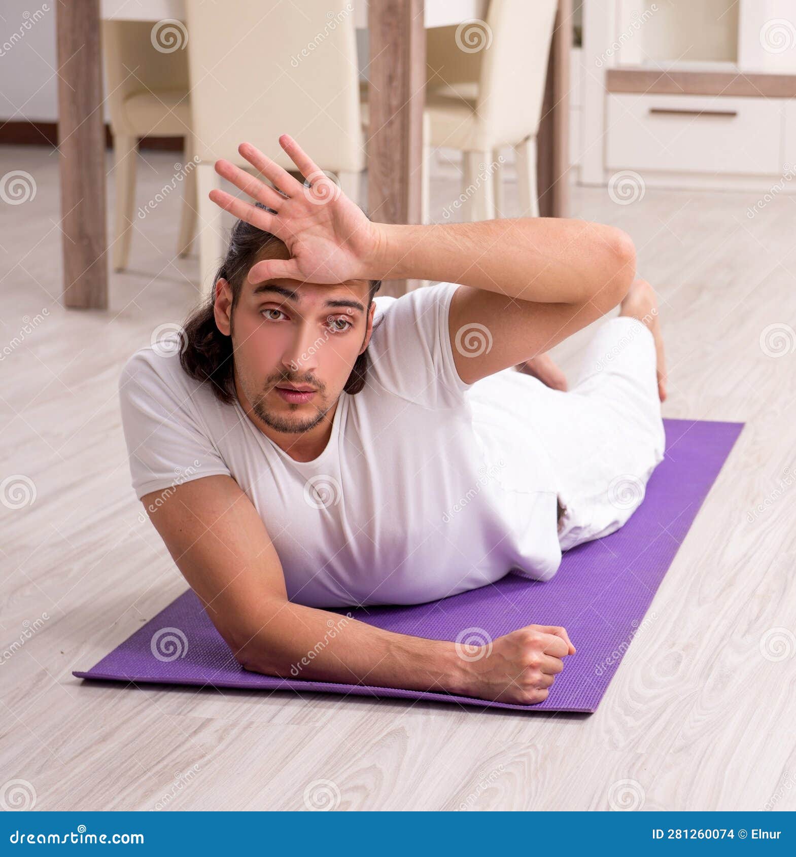 Young Man Doing Physical Exercises at Home Stock Photo - Image of ...