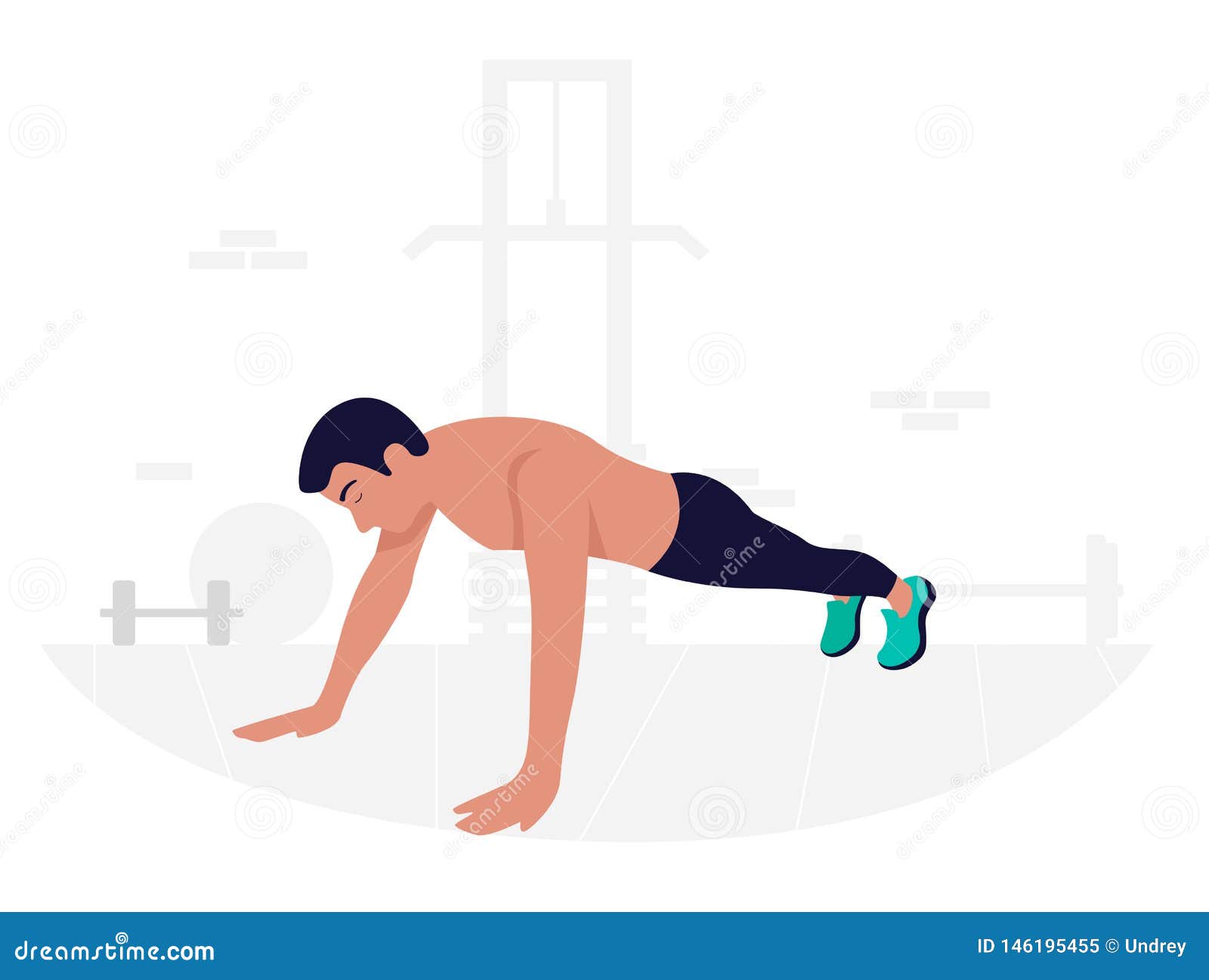 Young Man Doing Plank Exercise. Core Workout Stock Vector ...
