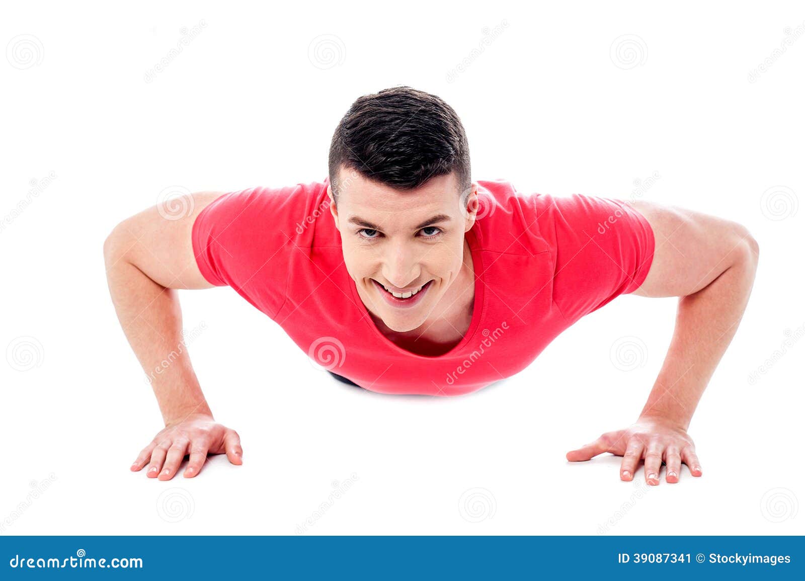 Young man doing push-ups stock image. Image of isolated - 39087341