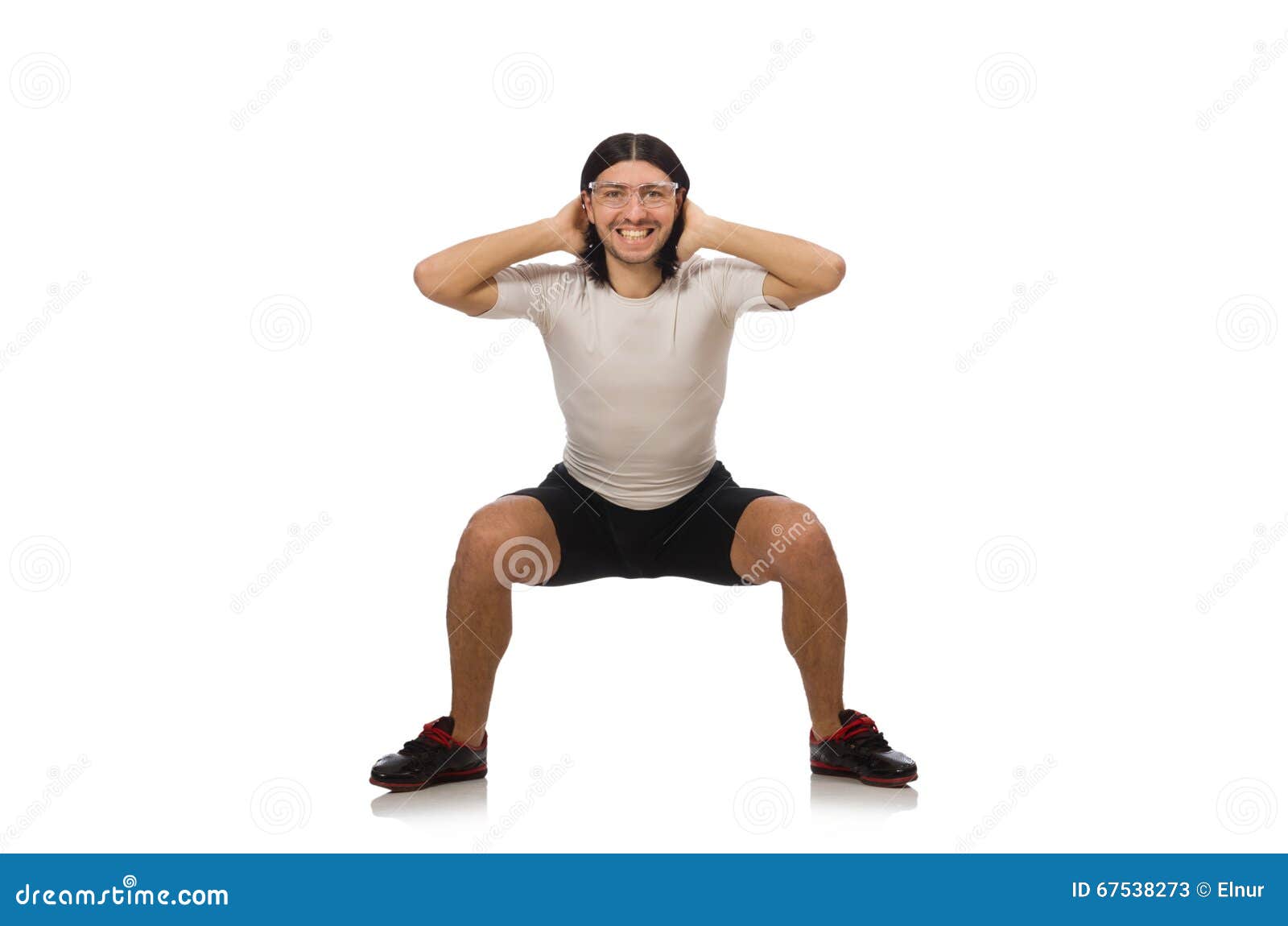 The Young Man Doing Sports Isolated on the White Stock Image - Image of ...